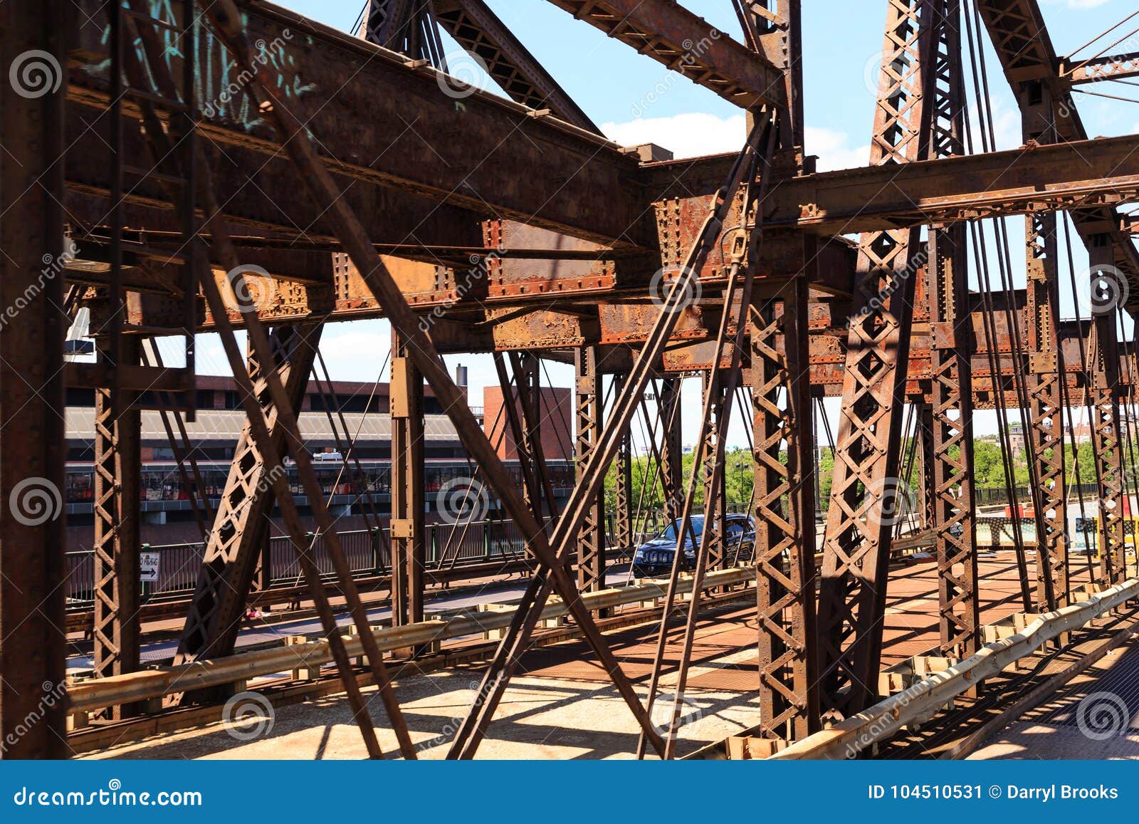 Rusty bridge trusses stock image. Image of infrastructure - 104510531