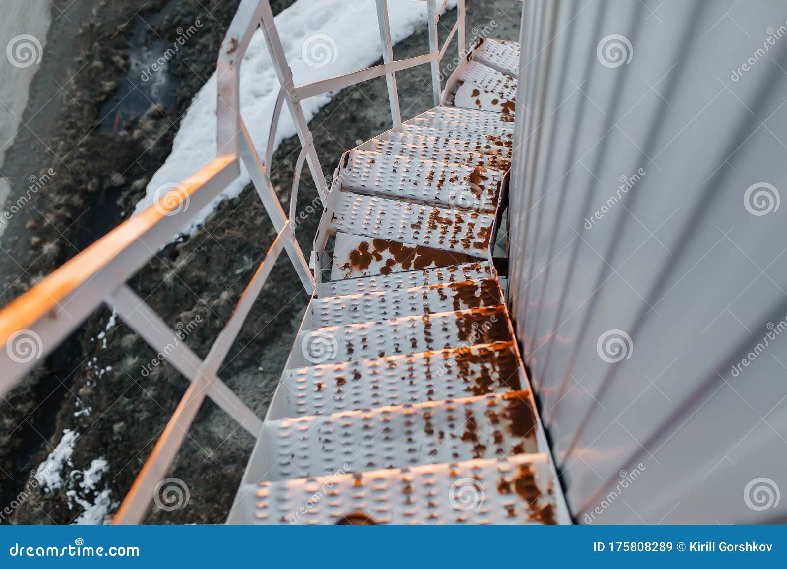 Rusty and old steel stairs stock image. Image of abstract - 175808289