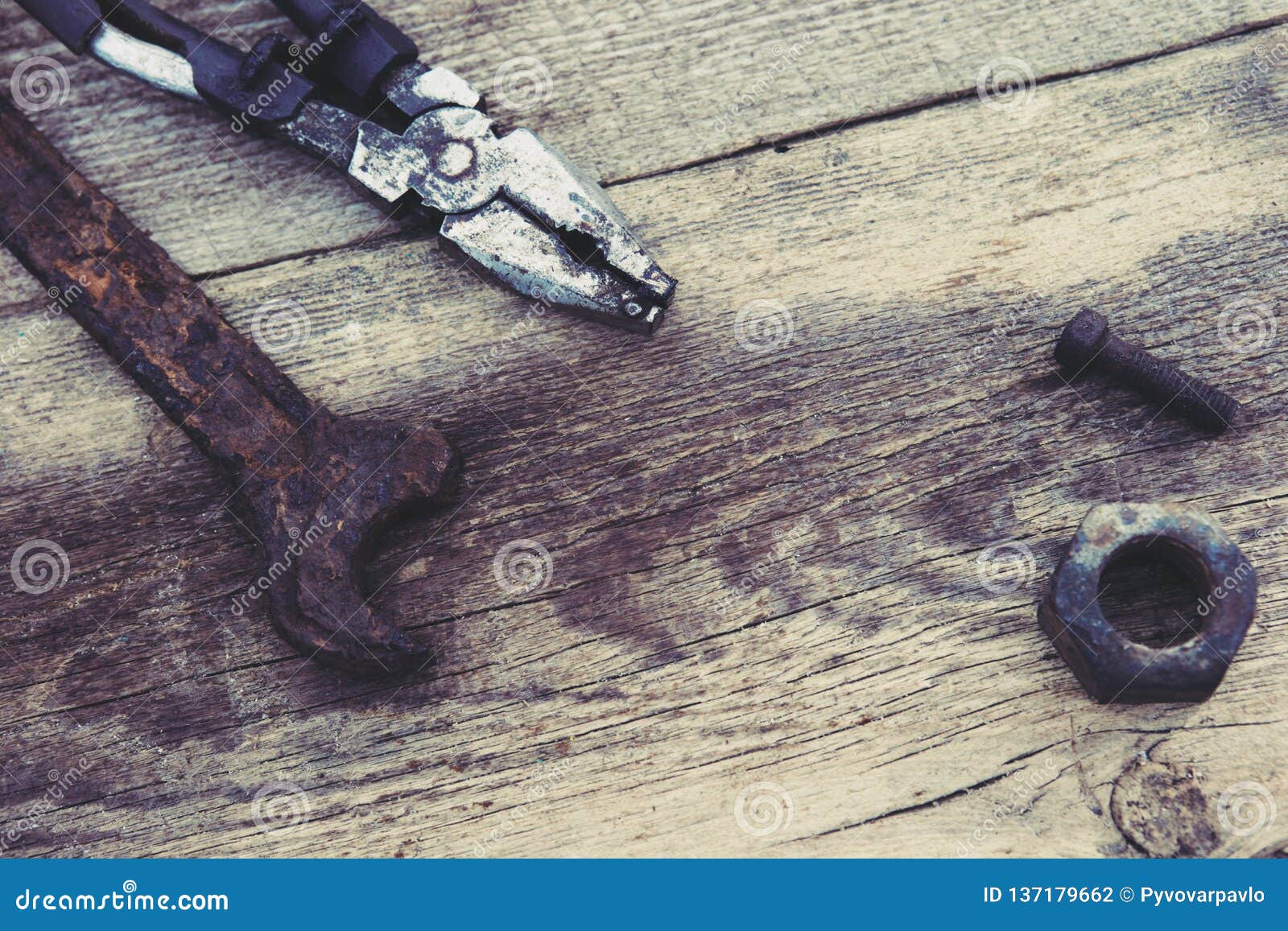 Rusty tools stock photo. Image of retro, concept, pliers - 137179662