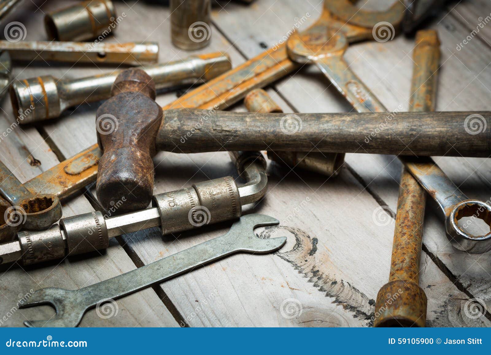 Rusty Old Tools stock photo. Image of tools, scattered - 59105900