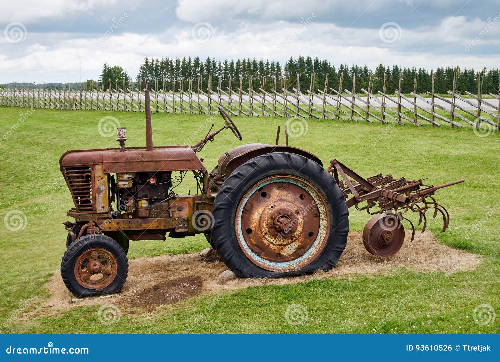 Rusty Old Tractor Standing on the Field Stock Photo - Image of outdoor ...