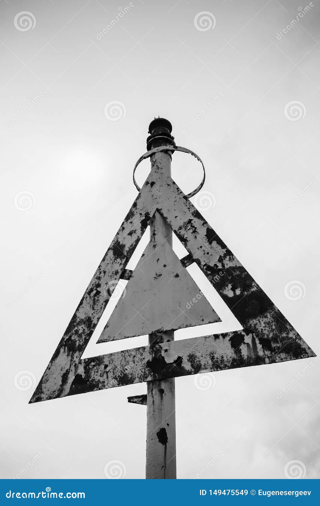 Rusty Old Triangular Navigation Mark Stock Image - Image of symbol ...