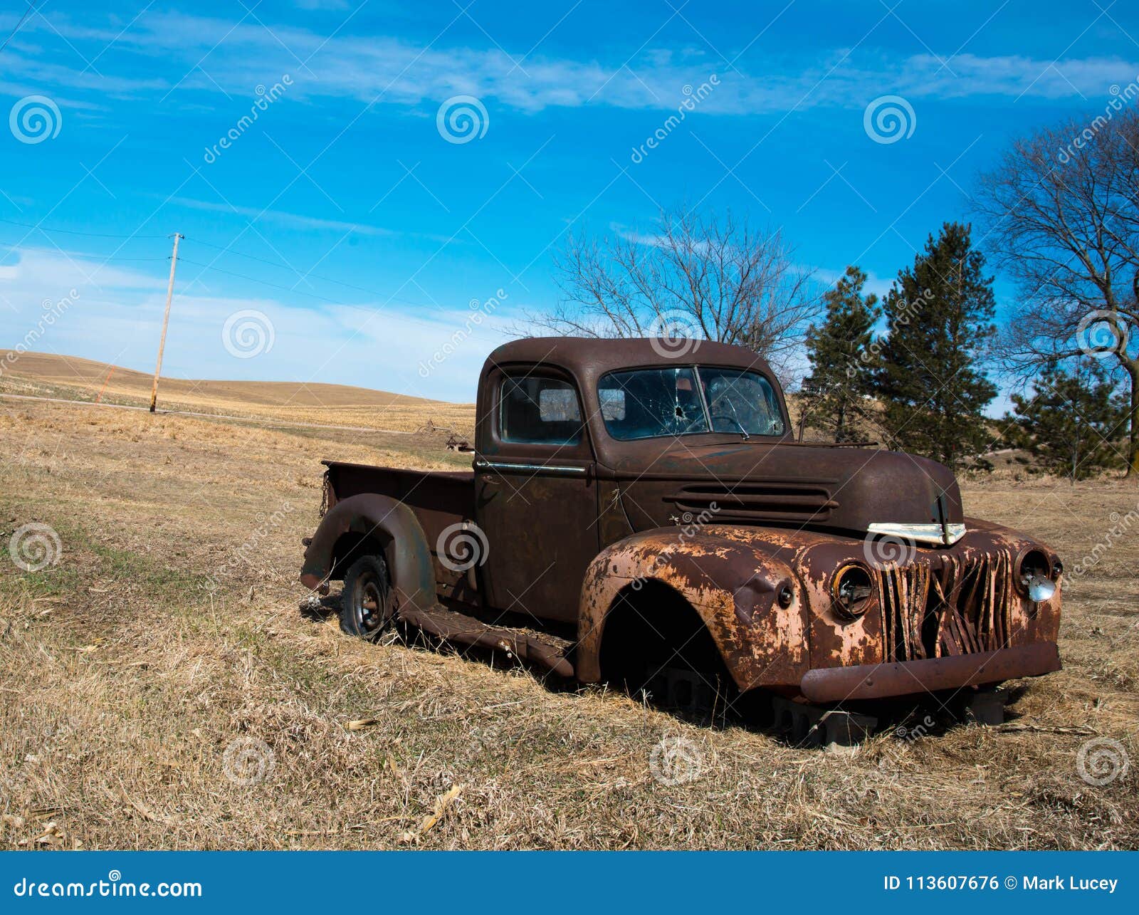 Rusty Old Truck in Field Abandoned Stock Photo - Image of rust, retro ...