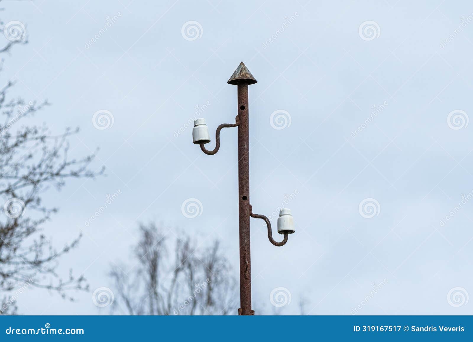 Rusty Old Utility Pole with Insulators Stock Image - Image of weathered ...