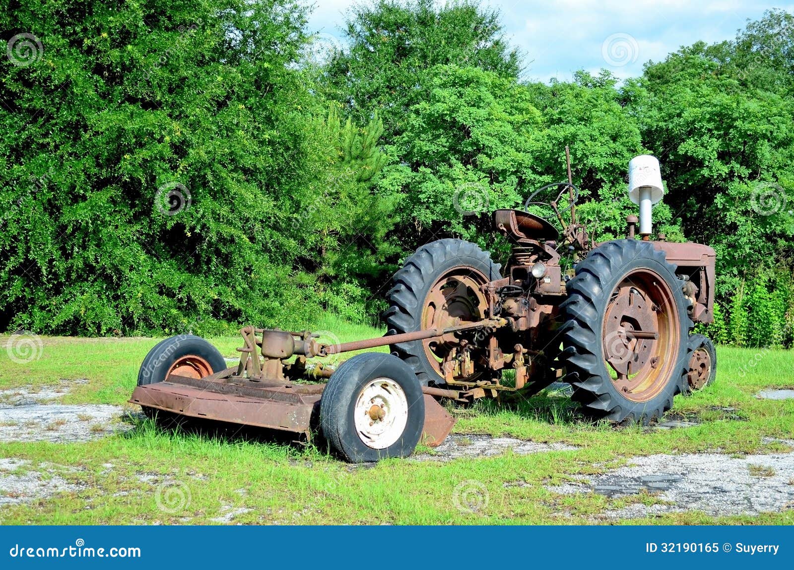 Rusty Old Vintage Landscape Tractor Mower Stock Image - Image of ...