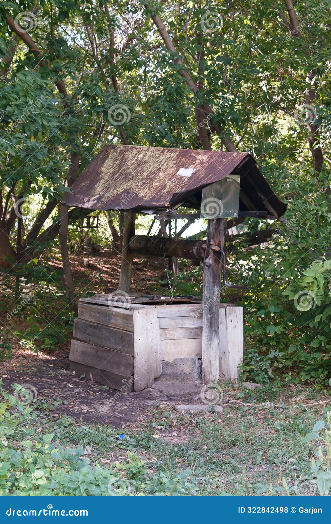 A Rusty Old Well with a Roof on Top Stock Photo - Image of structure ...
