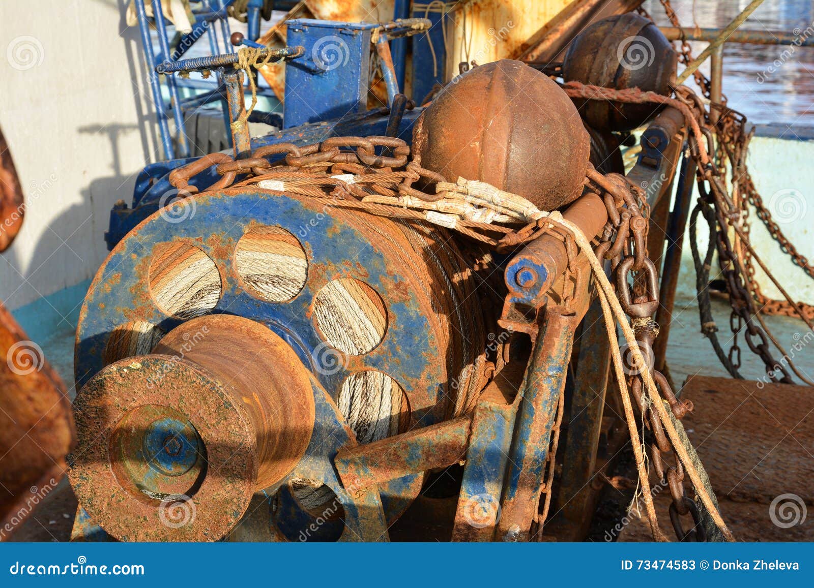 Rusty Old Winch on a Fishing Trawler Stock Image - Image of decay ...