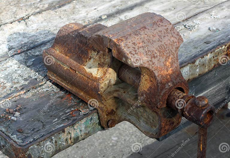 Rusty and Old Work Bench Vice Stock Photo - Image of manual, industrial ...