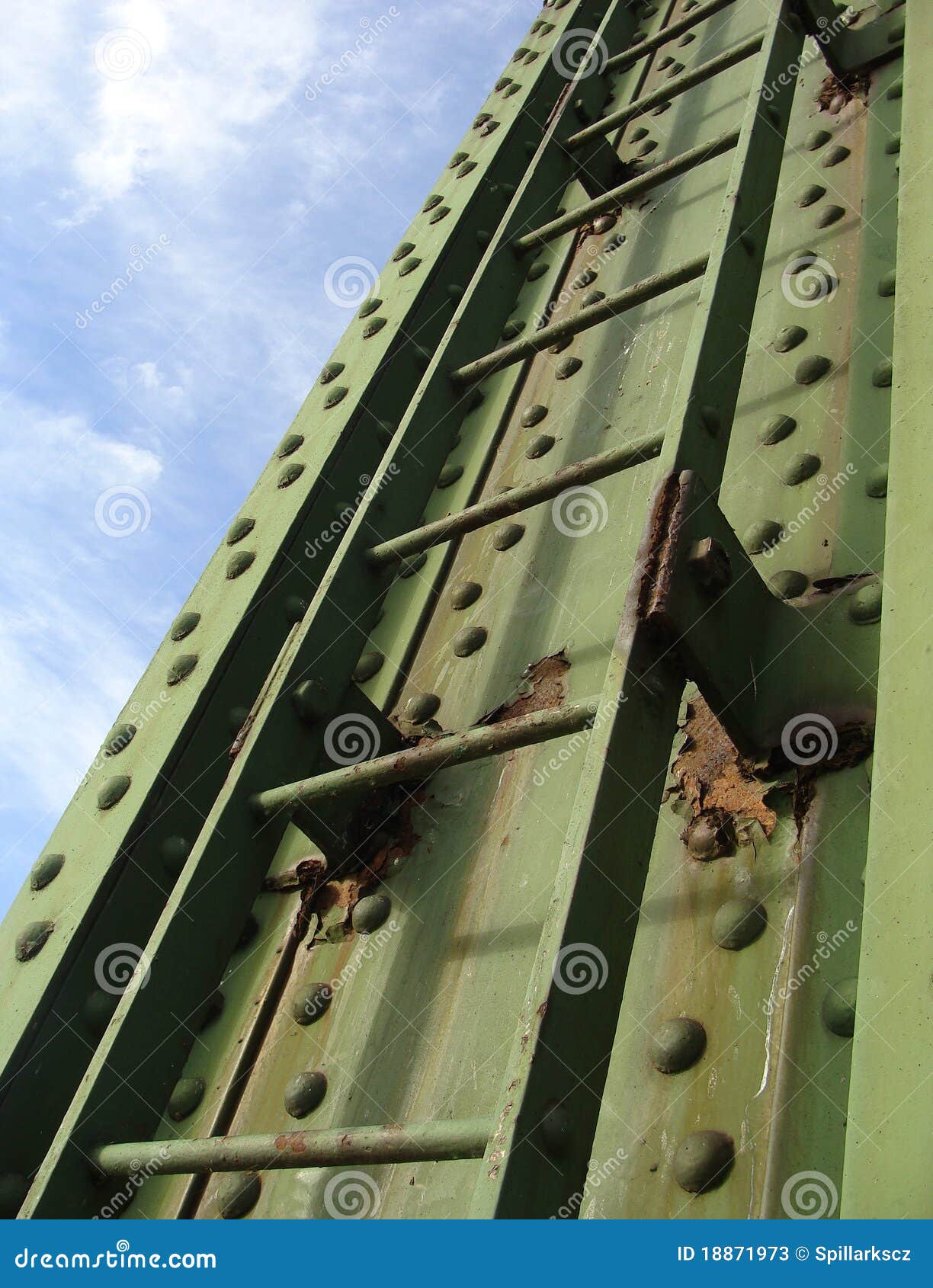 Rusty Old Worn Green Industrial Ladder Stock Image - Image of green ...