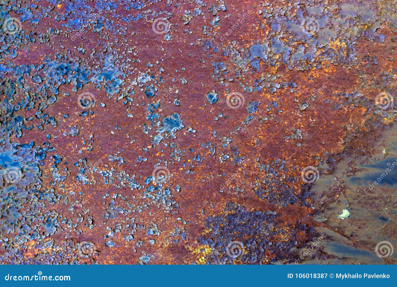 Rusty Orange Blue Metal Sheet Texture Background Stock Image - Image of ...
