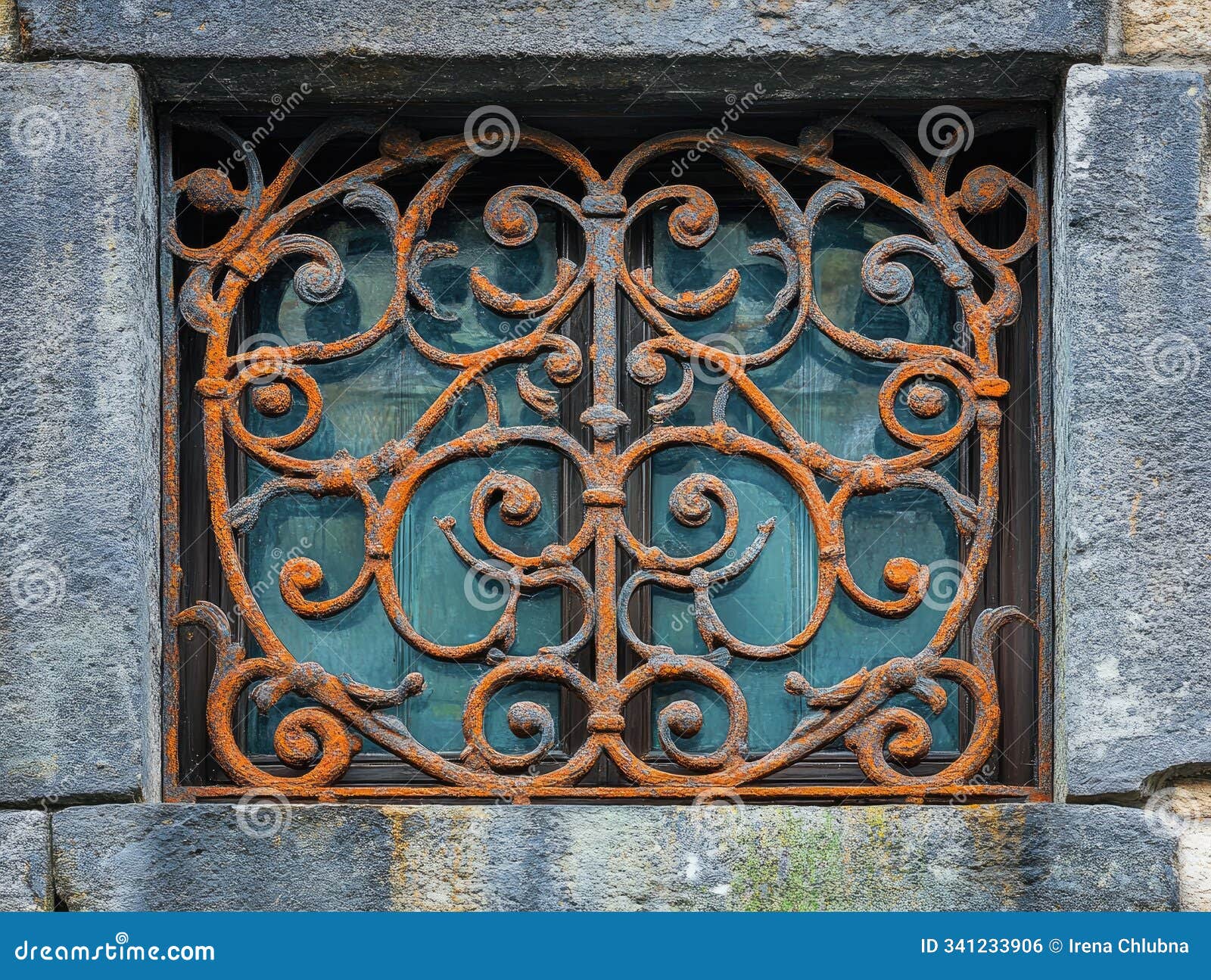 Rusty Ornate Window Grill Covering Basement Window Stock Illustration ...