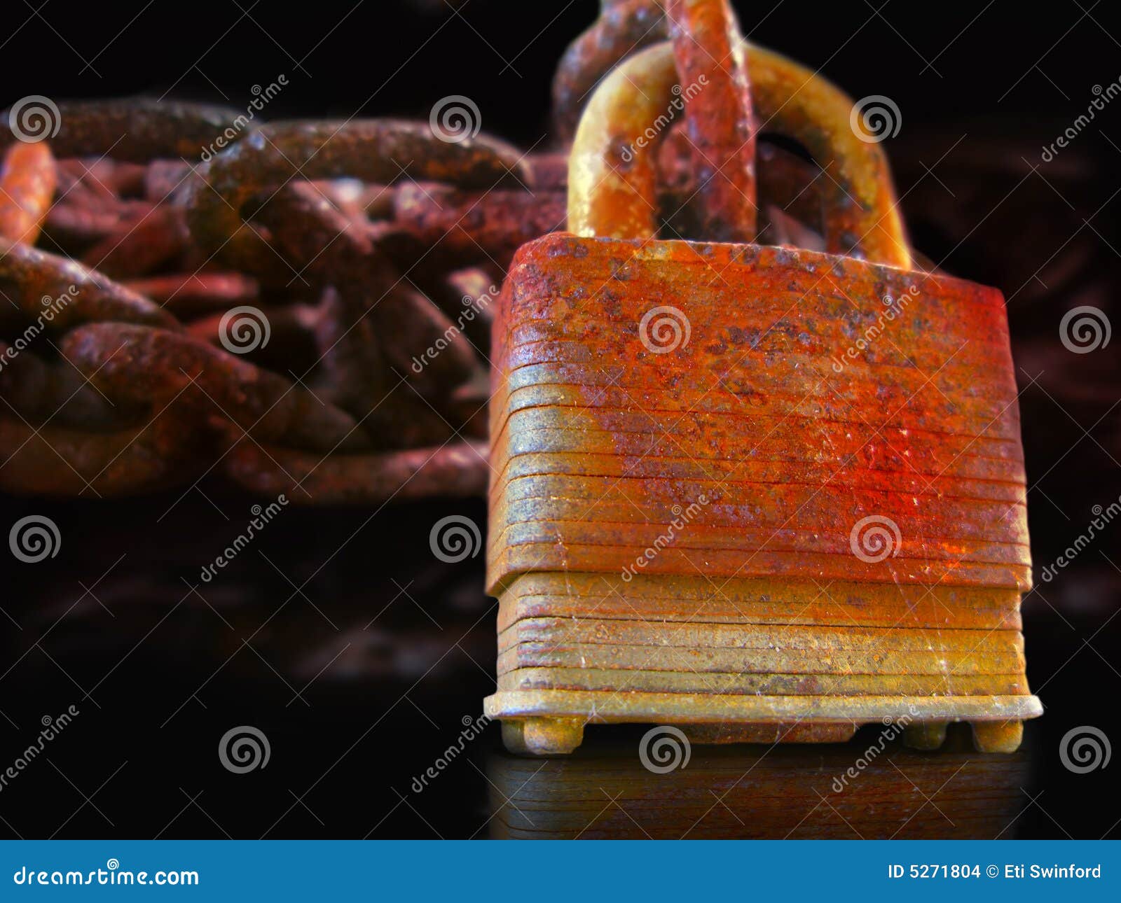 Rusty padlock stock photo. Image of dated, eternity, chain - 5271804