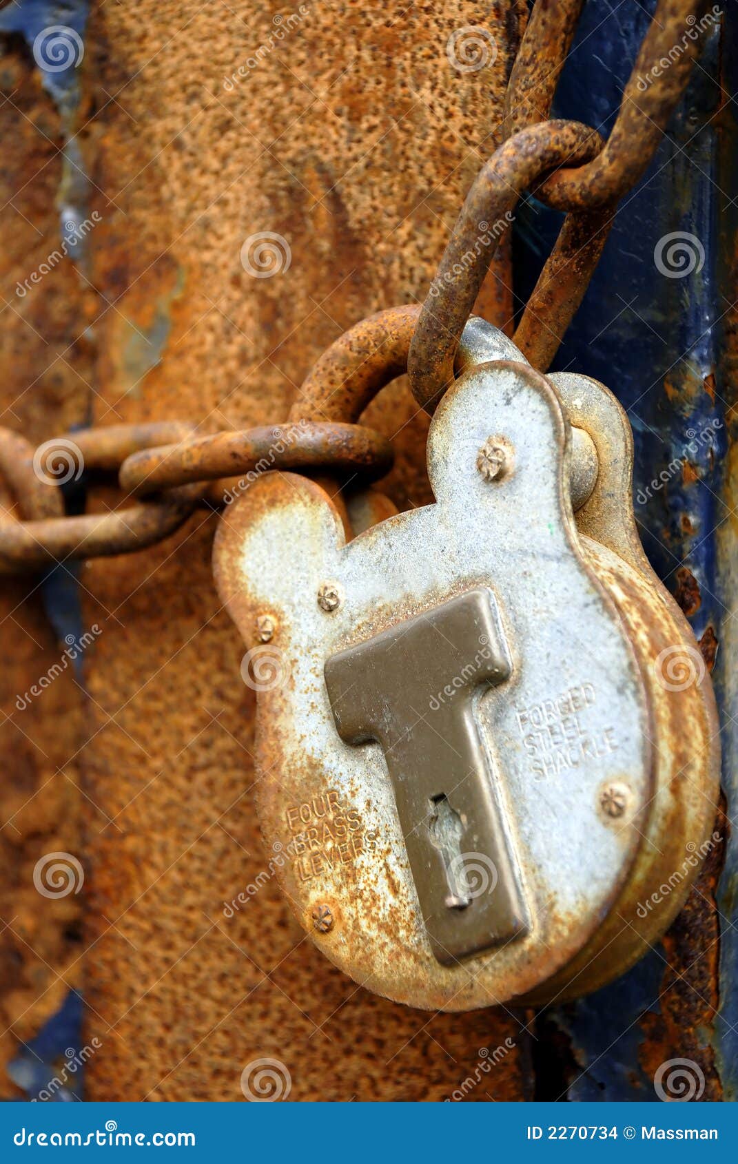 Rusty Padlock and Chain stock photo. Image of protection - 2270734