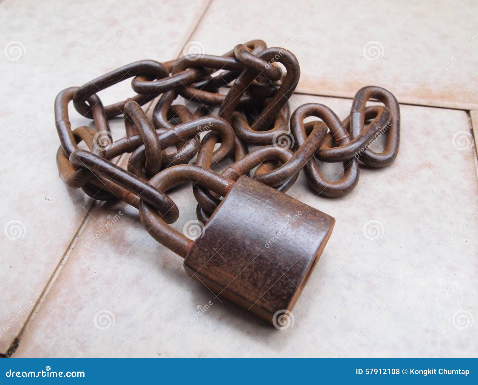 Rusty padlock and chain stock photo. Image of padlock - 57912108