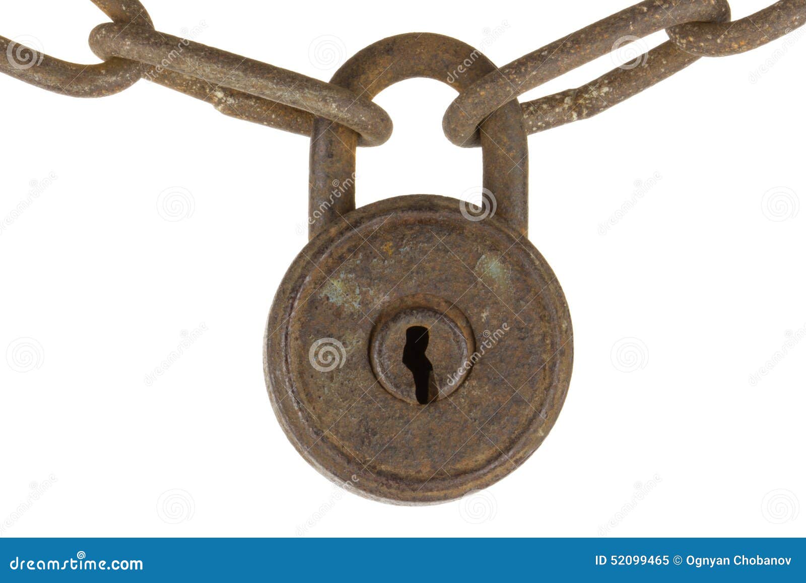 Rusty Padlock with Chain Isolated on White Stock Image - Image of dirty ...