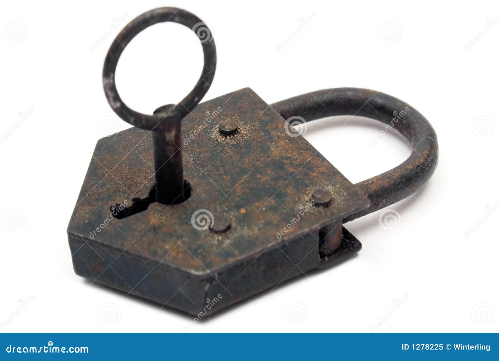 Rusty Padlock w/ Key stock image. Image of backgrounds - 1278225