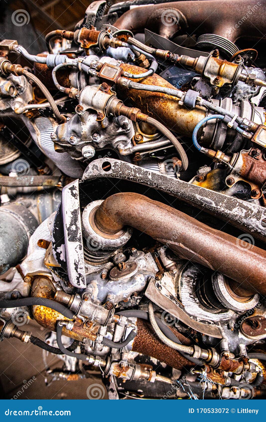 Rusty Parts in Old Airplane Engine Stock Photo - Image of ...