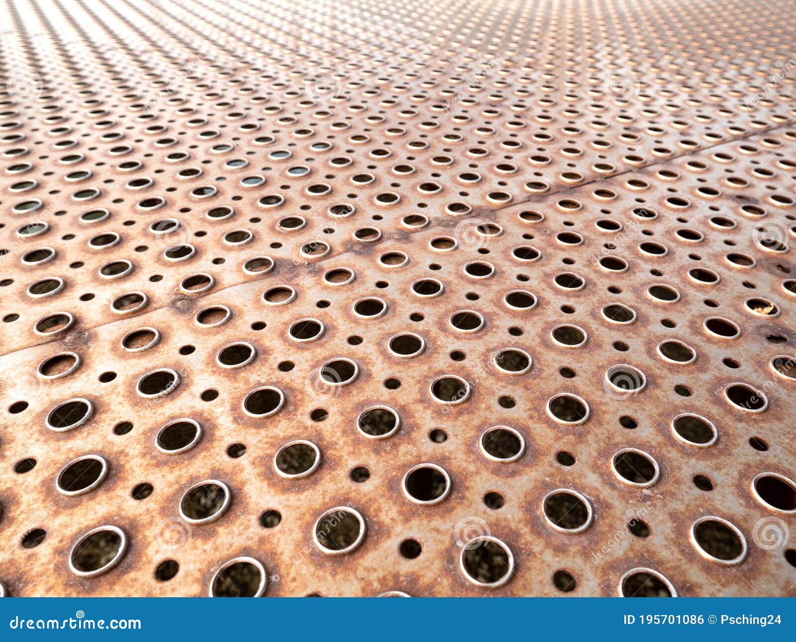 Rusty Perforated Metal Sheet Floor Stock Photo - Image of material ...