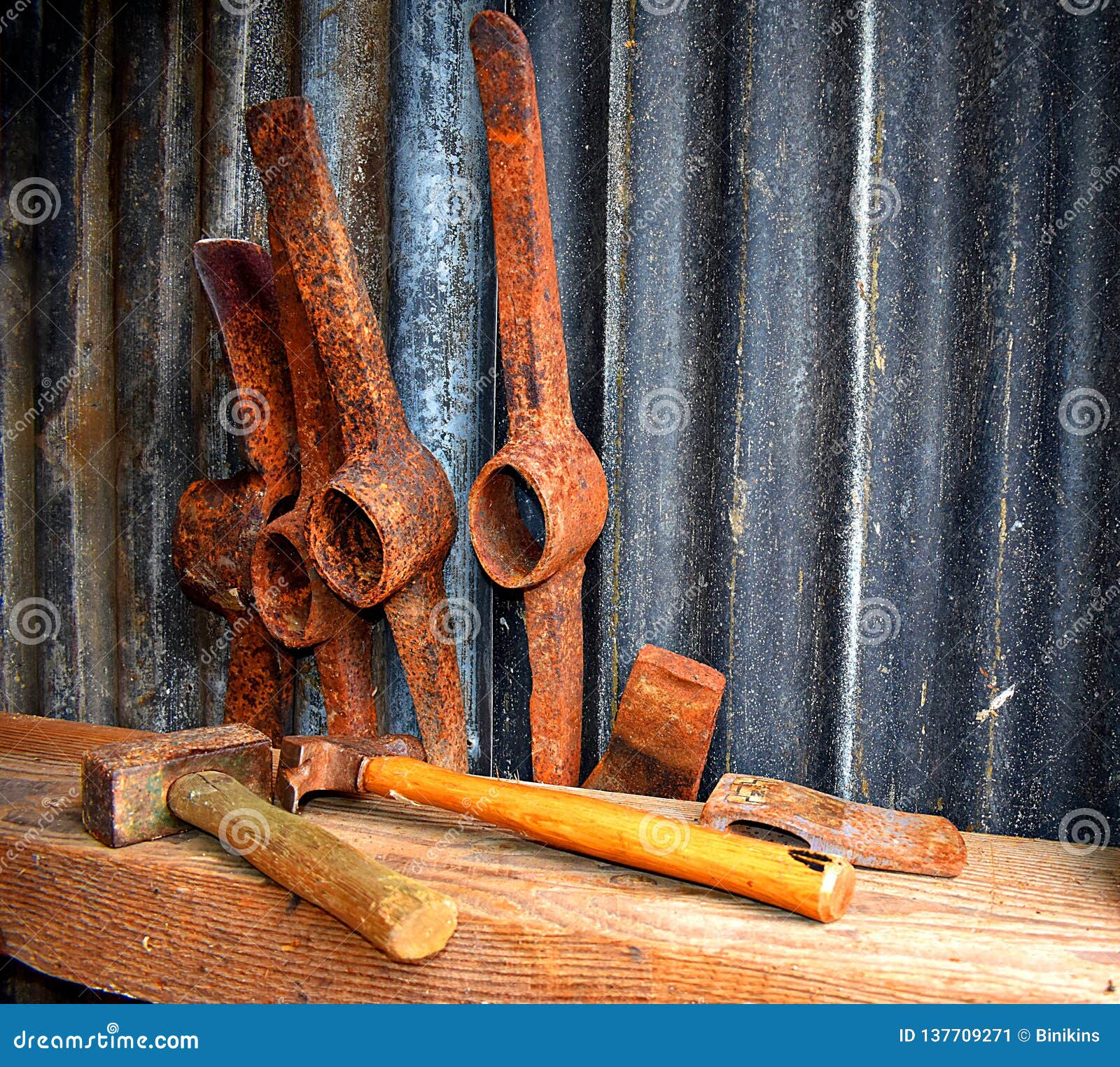 Rusty Tool Shed stock image. Image of head, blue, hard - 137709271