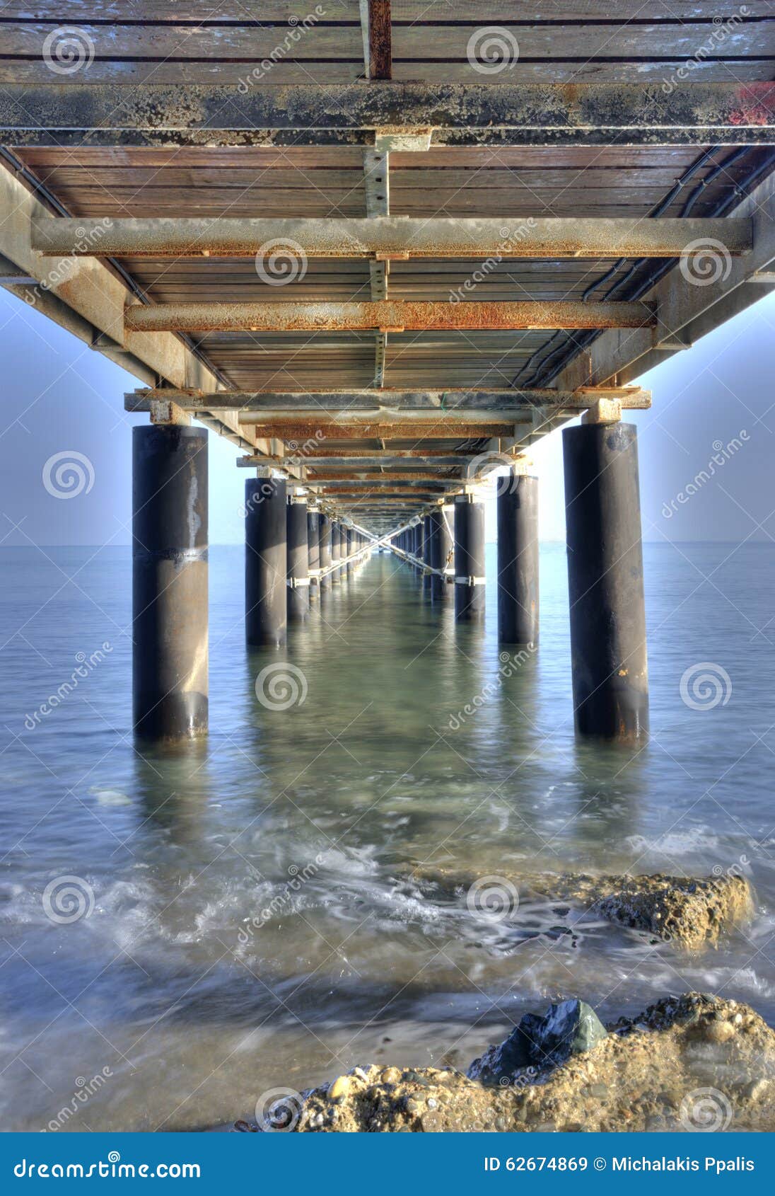 Rusty Pier on the Ocean from Below Stock Image - Image of pier ...