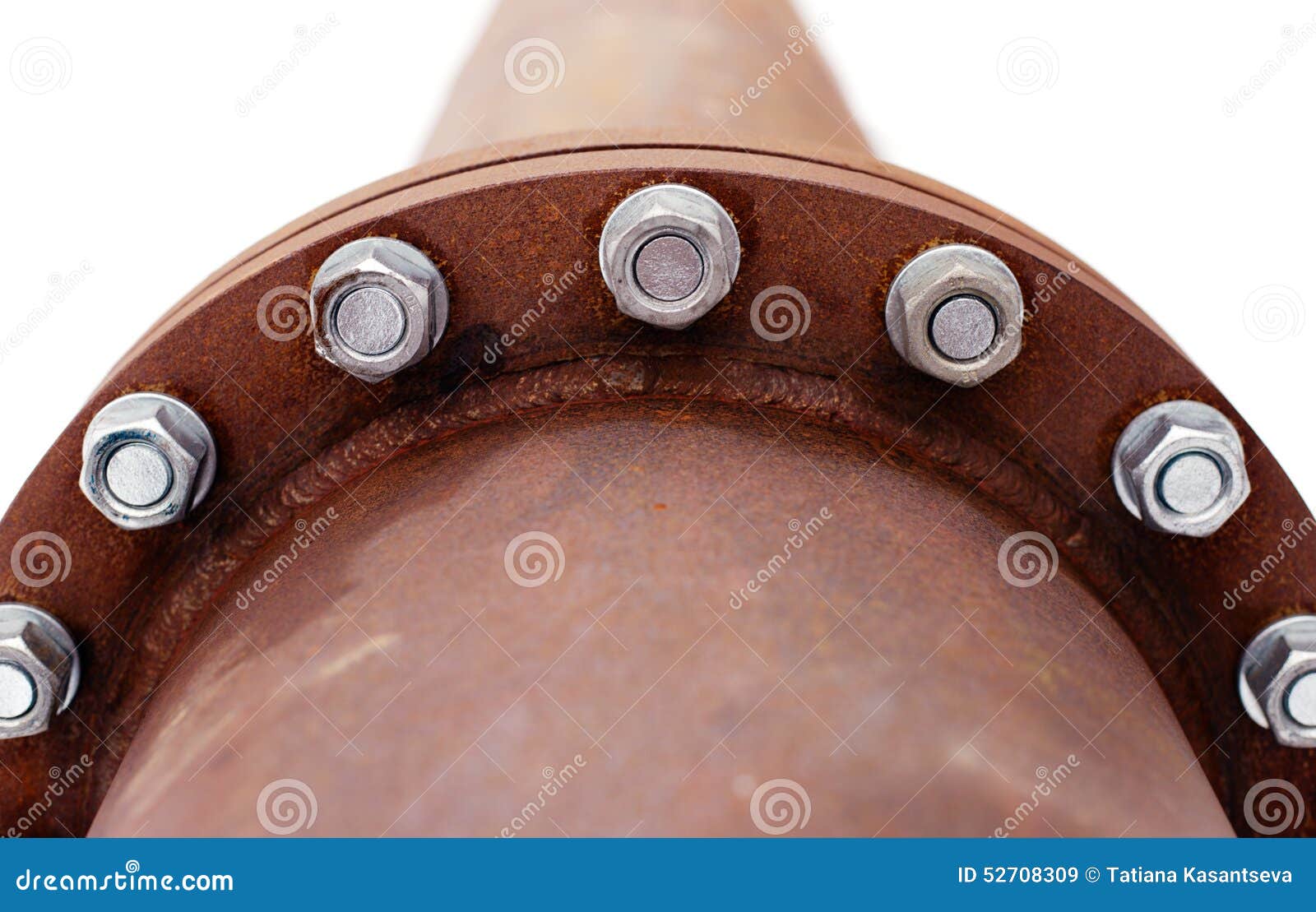 Rusty pipe with flange stock image. Image of heavy, steel - 52708309