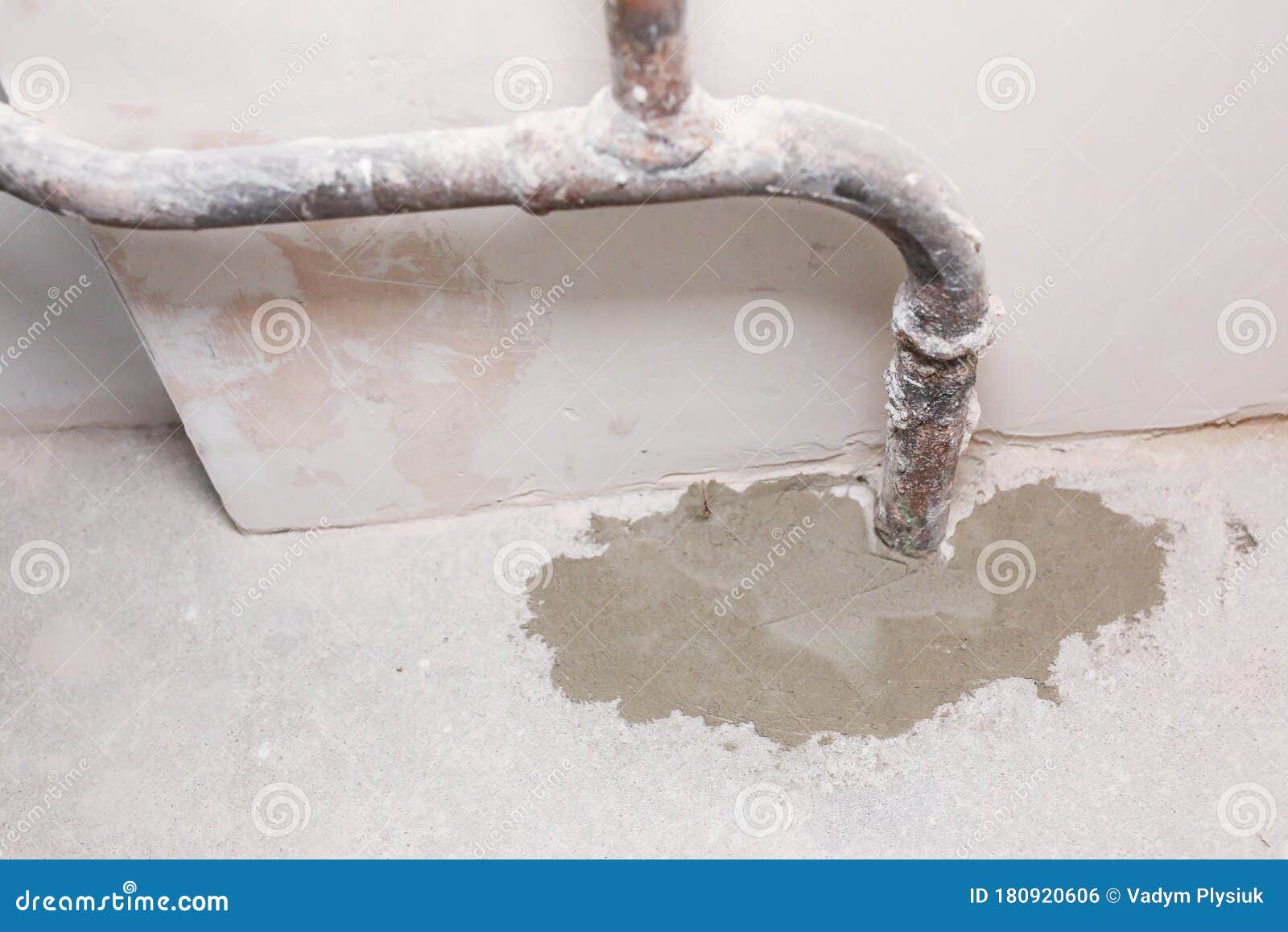 Rusty Pipe in the House. Wall with Whitewash in the Flat with ...