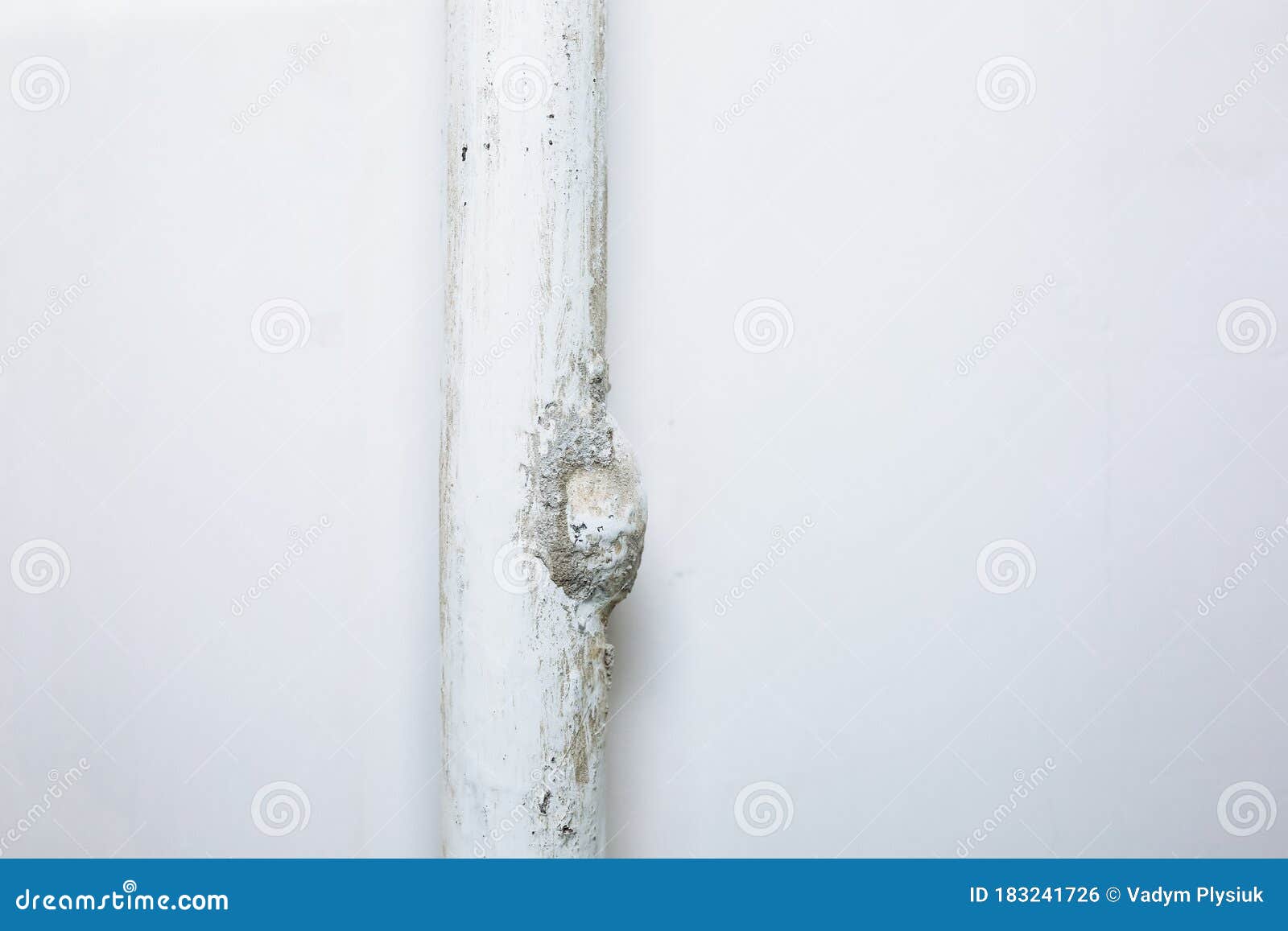 Rusty Pipe in the House. Wall with Whitewash in the Flat with ...