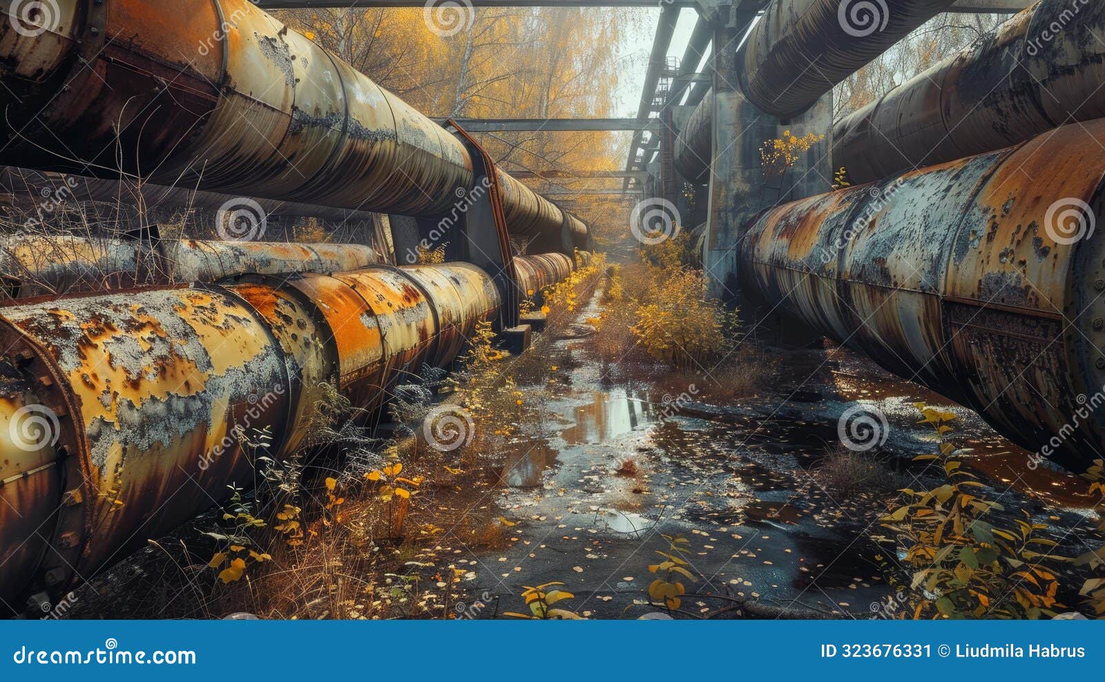 A Rusty Pipe with Leaves and Mud on it Stock Image - Image of ...