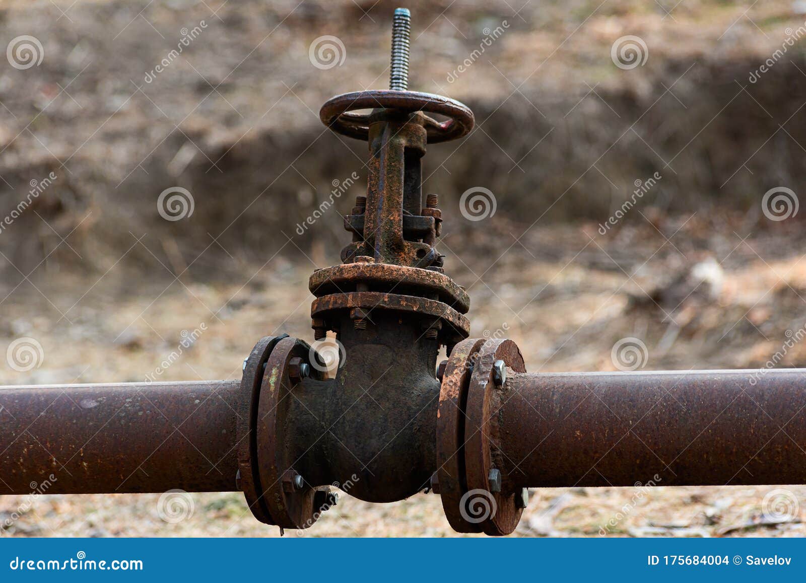 Rusty Pipe with an Old Rusted Valve Stock Photo - Image of tube ...