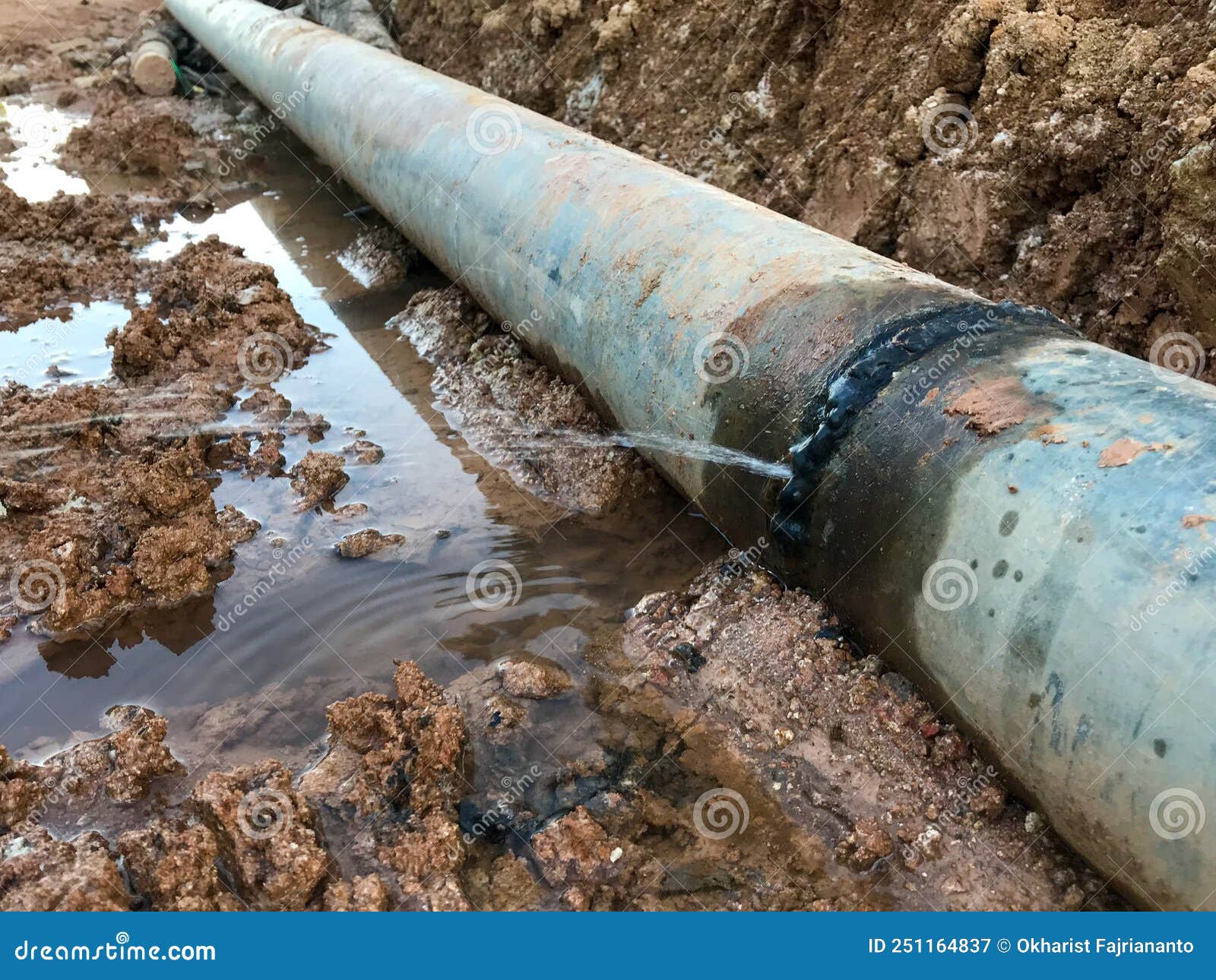 Rusty pipe spraying water stock image. Image of leaking - 251164837