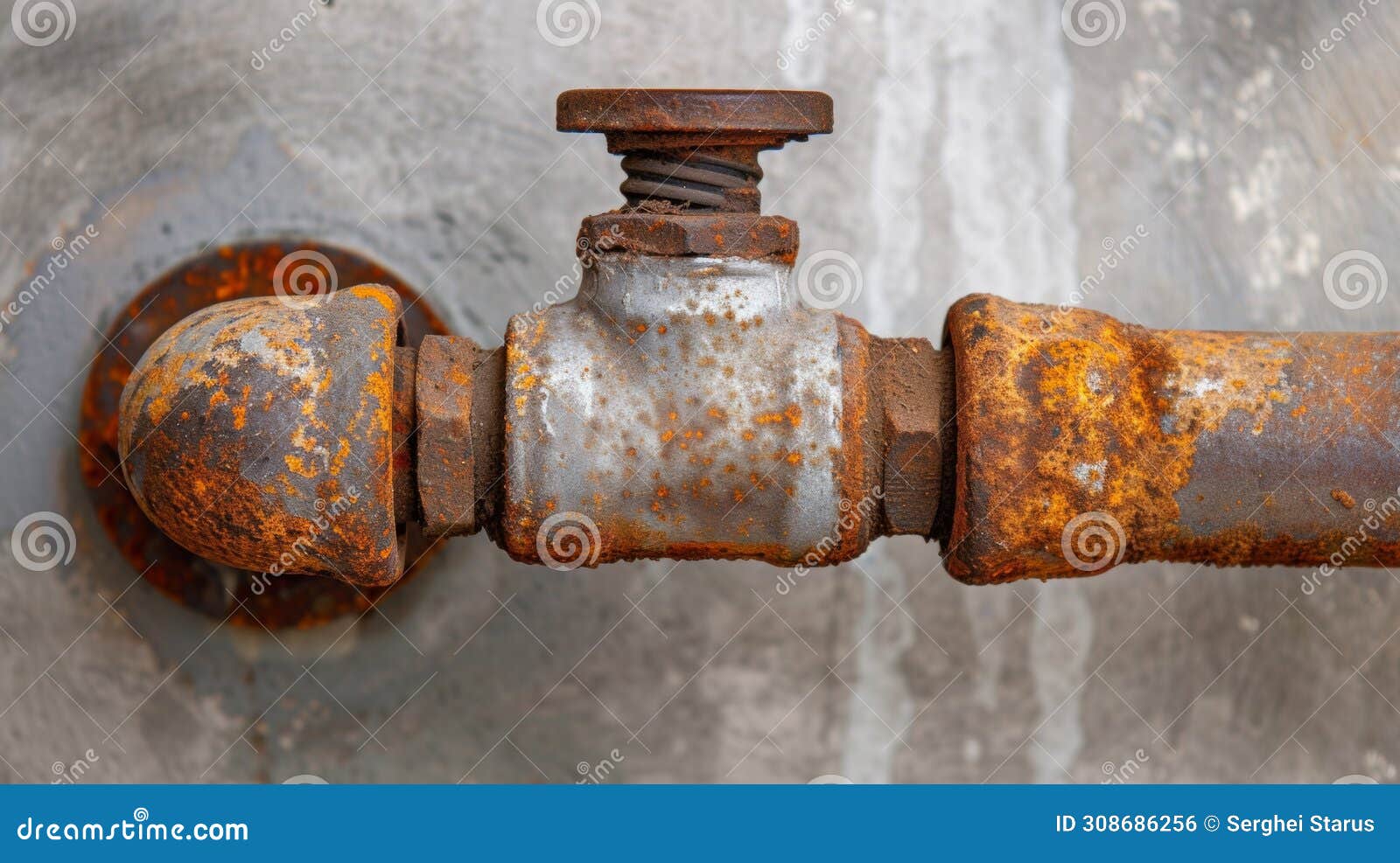 A Rusty Pipe with a Valve on it and Some Rust, AI Stock Photo - Image ...