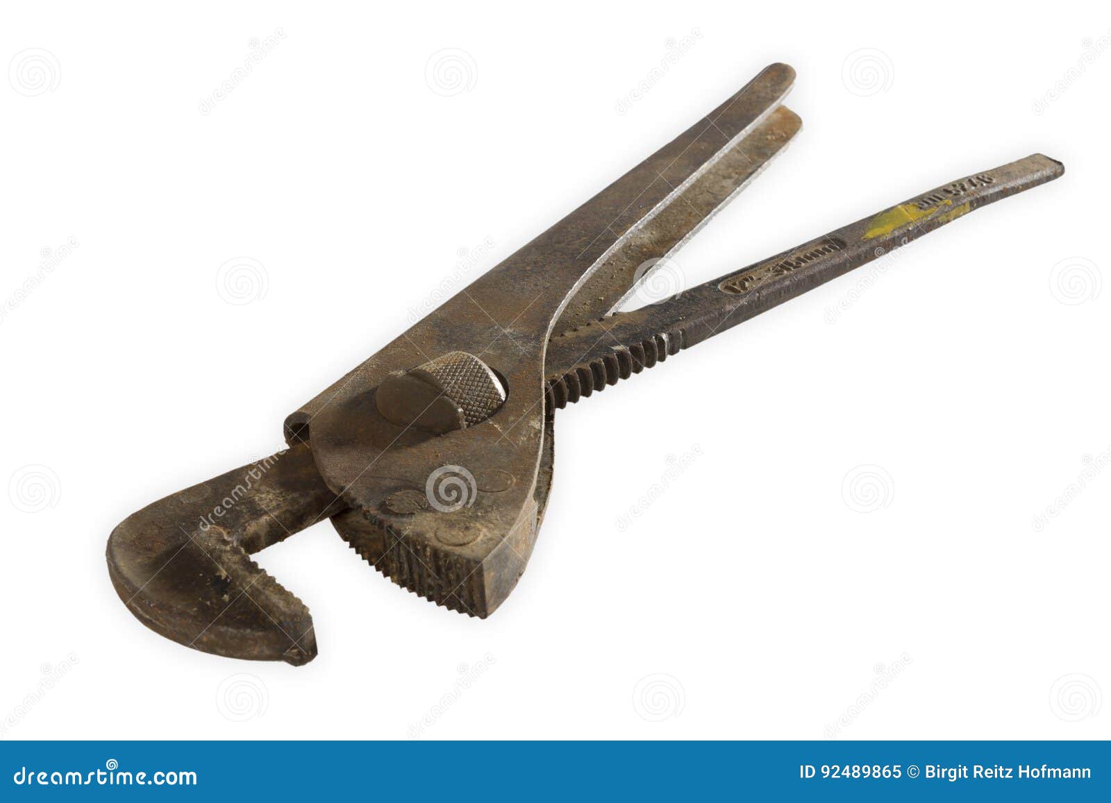 Rusty Pipe wrench stock image. Image of spanner, white - 92489865