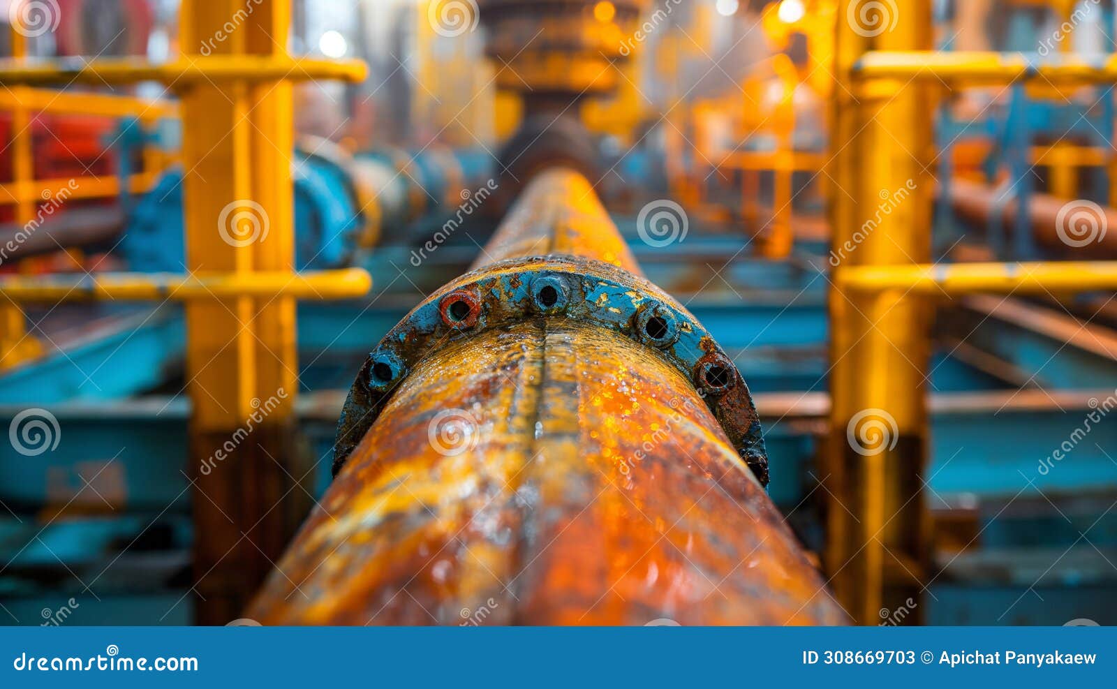Rusty Pipeline in Industrial Setting Stock Illustration - Illustration ...