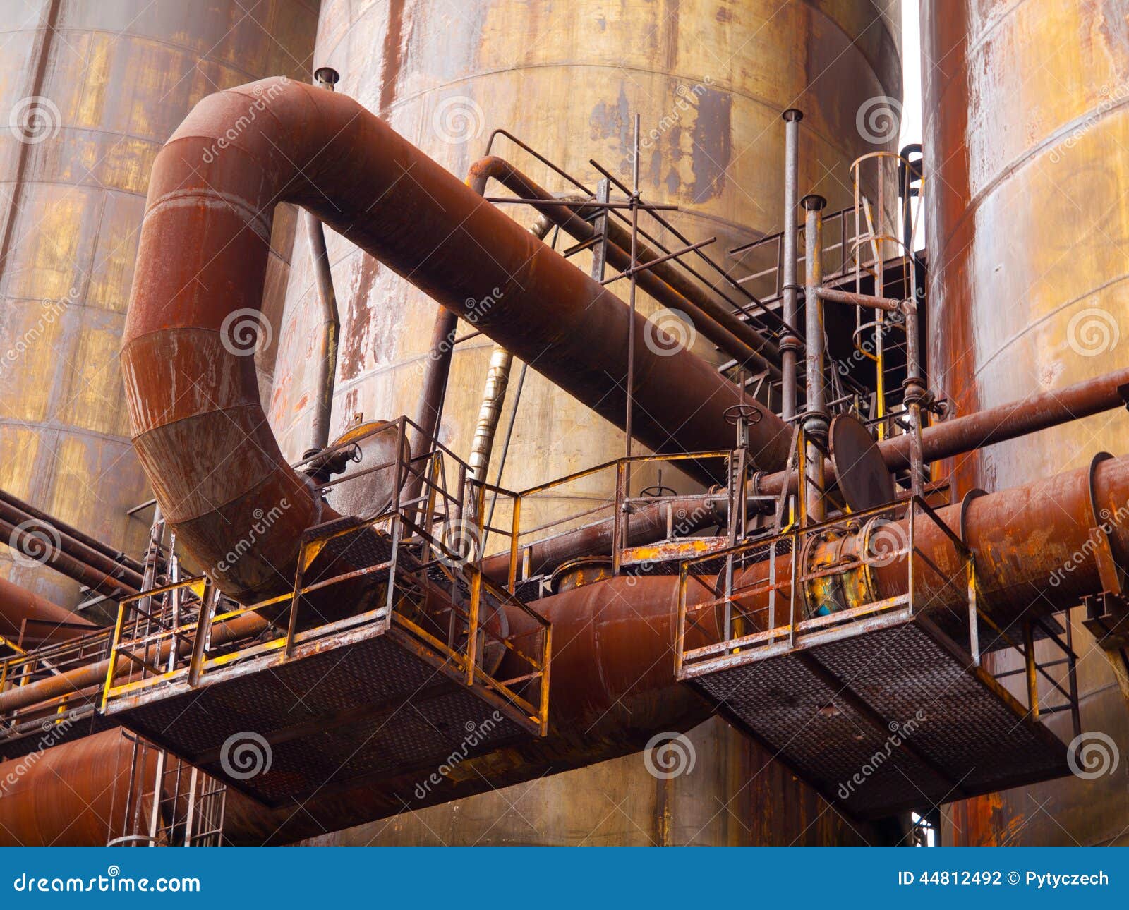Rusty Pipes in Industrial Factory Stock Photo - Image of pipe, pipeline ...