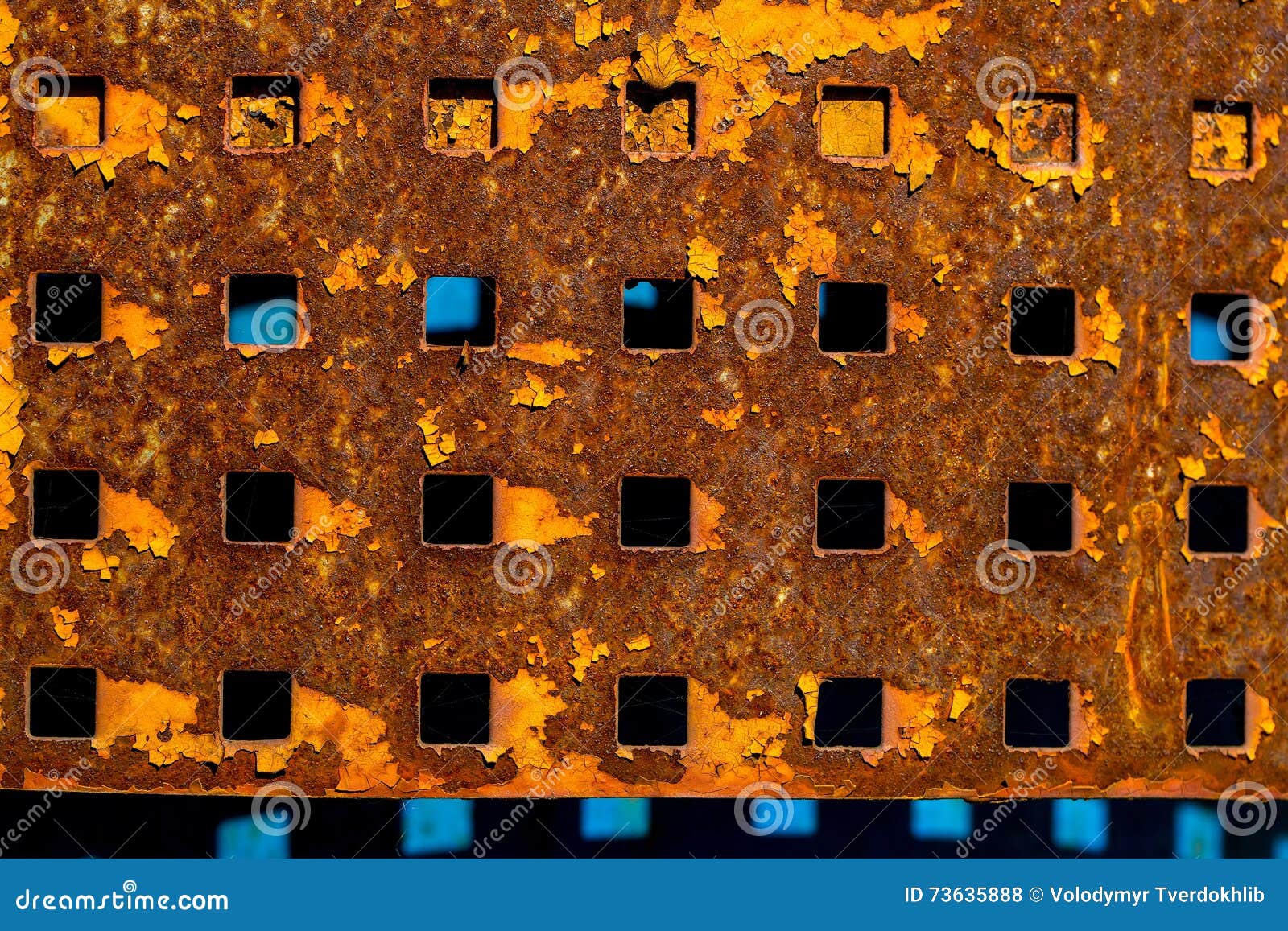 Rusty Plate with Square Holes Stock Photo - Image of grid, sheet: 73635888