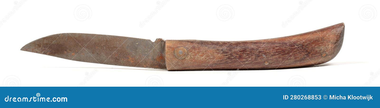 Rusty Pocket Knife Isolated on White Stock Image - Image of knife, wood ...