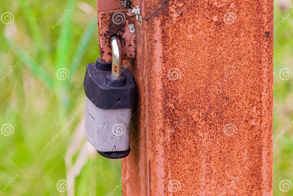 Rusty Electrical Access Post Locked by Padlock Stock Image - Image of ...