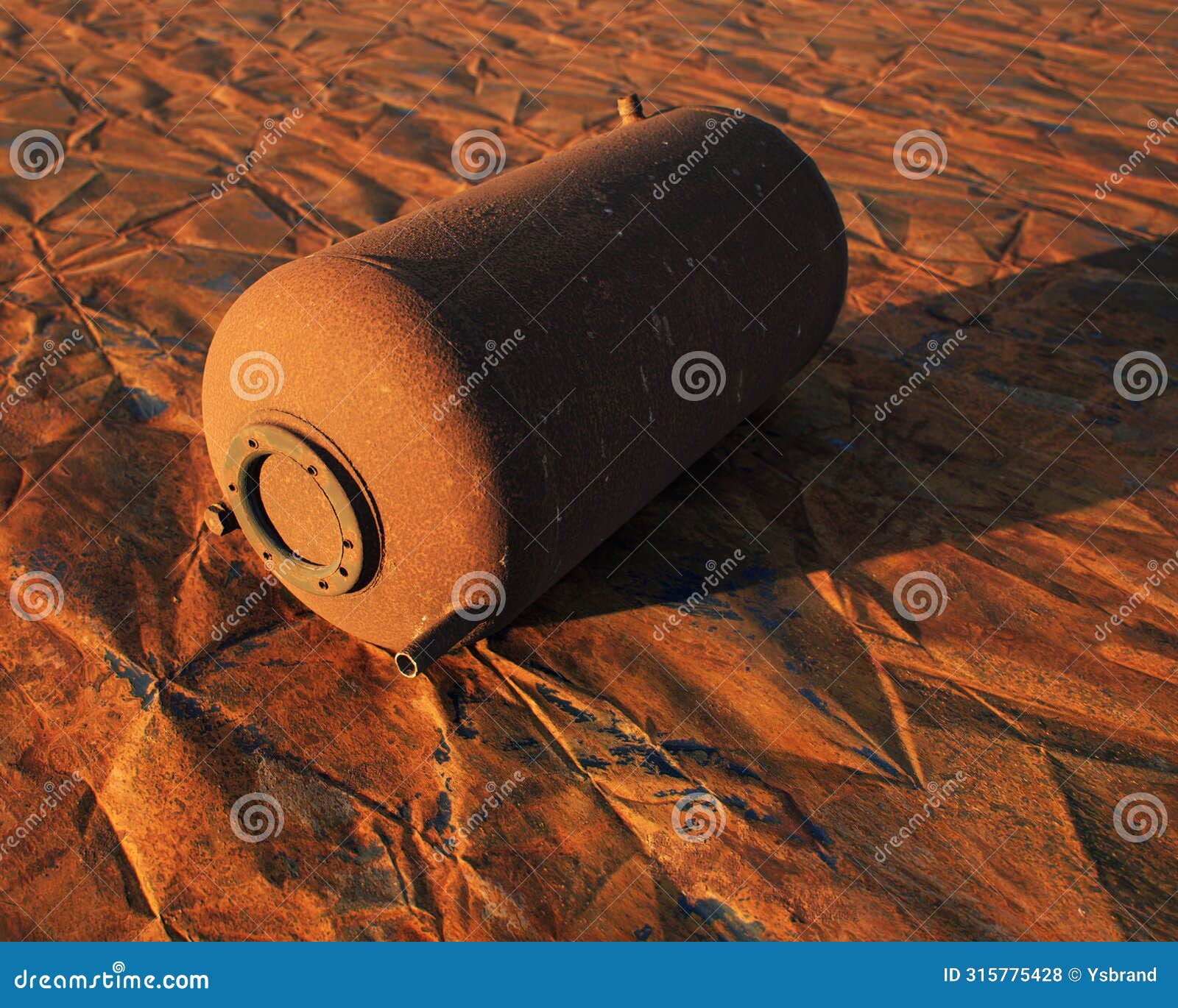Rusty Propane Tank on Weathered Metal Sheet. Stock Photo - Image of ...