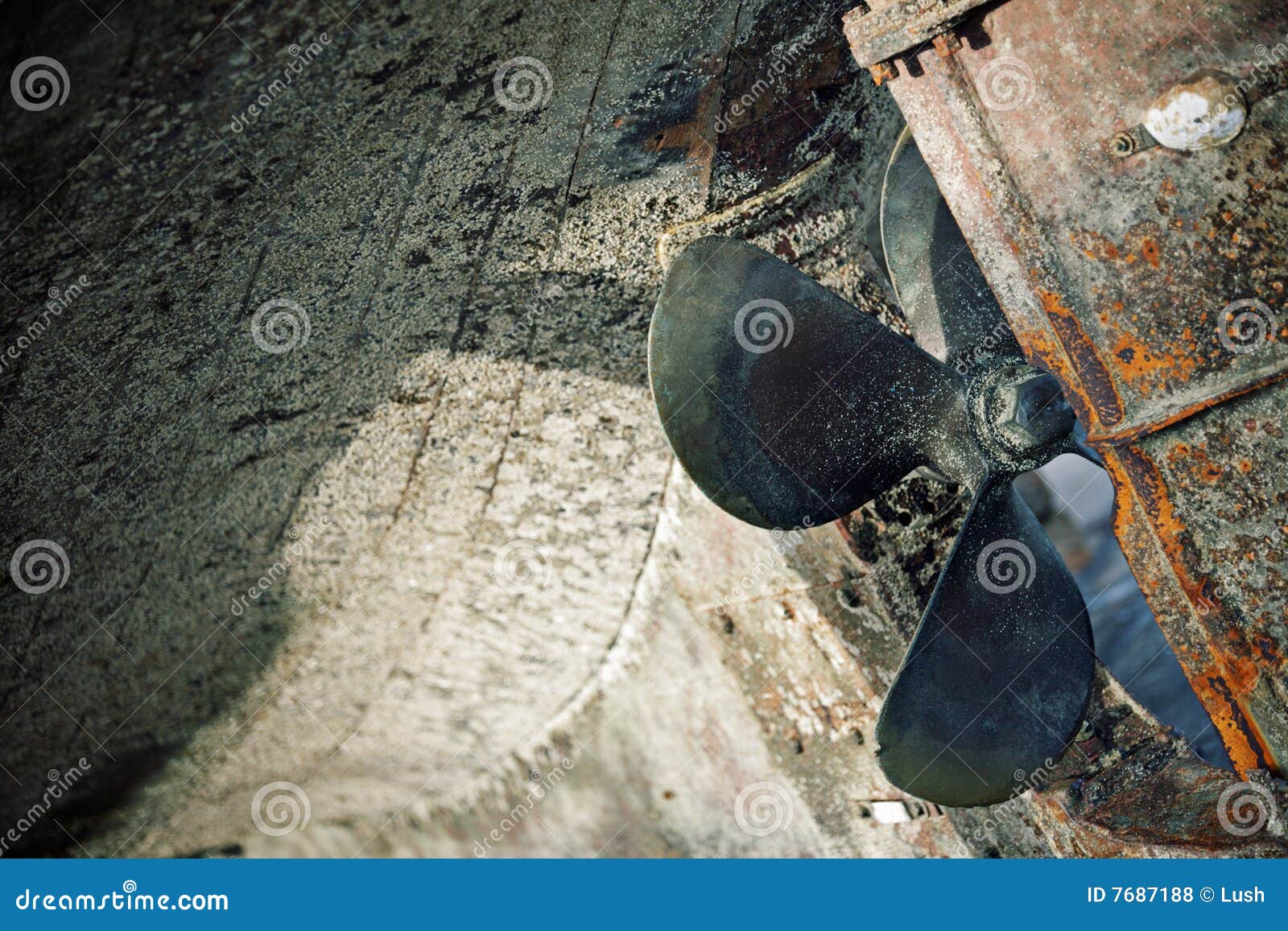 Rusty propeller under hull stock photo. Image of obsolete - 7687188