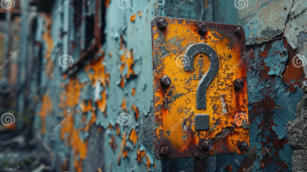 Rusty Question Mark Sign on Old Wall. Stock Photo - Image of background ...