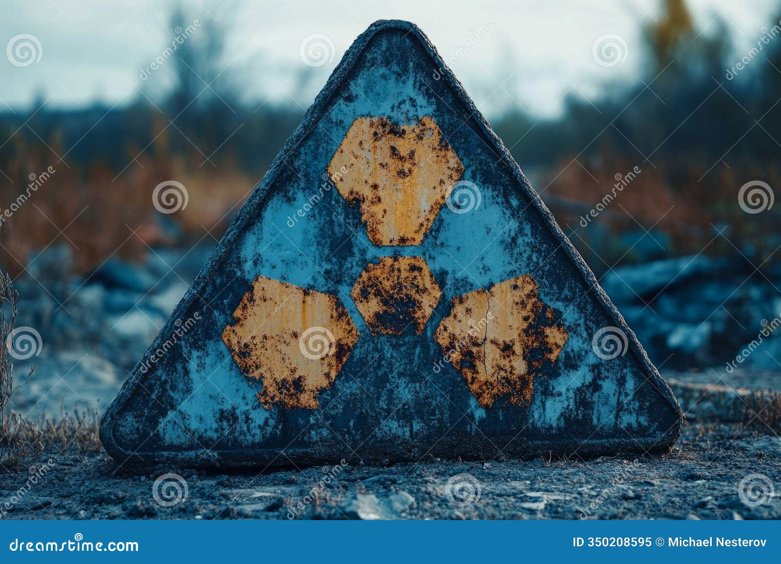 Rusty Radioactive Sign Lying on Ground Showing Danger of Ionizing ...