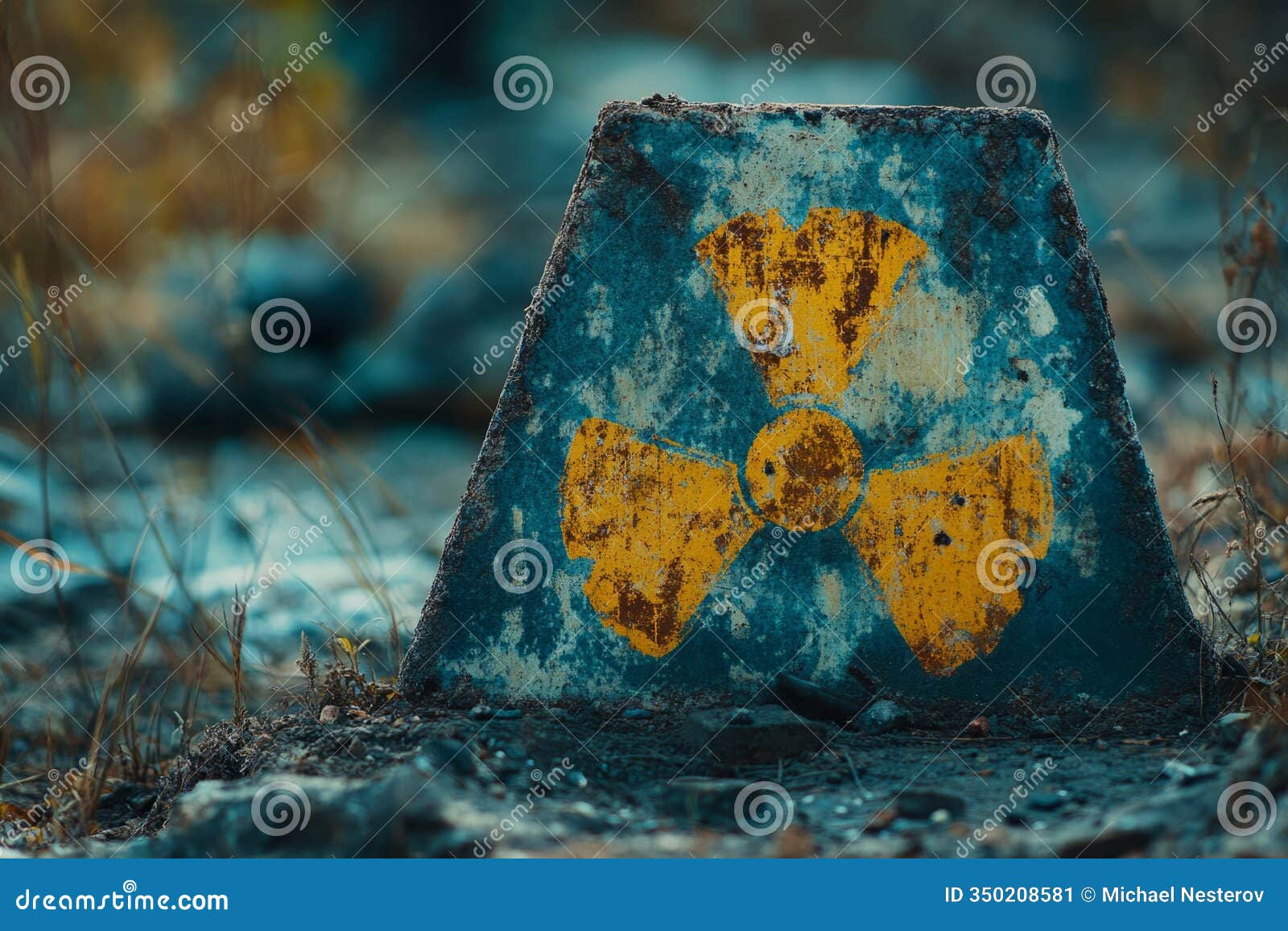 Rusty Radioactive Sign Warns of Danger in Contaminated Area Stock Image ...