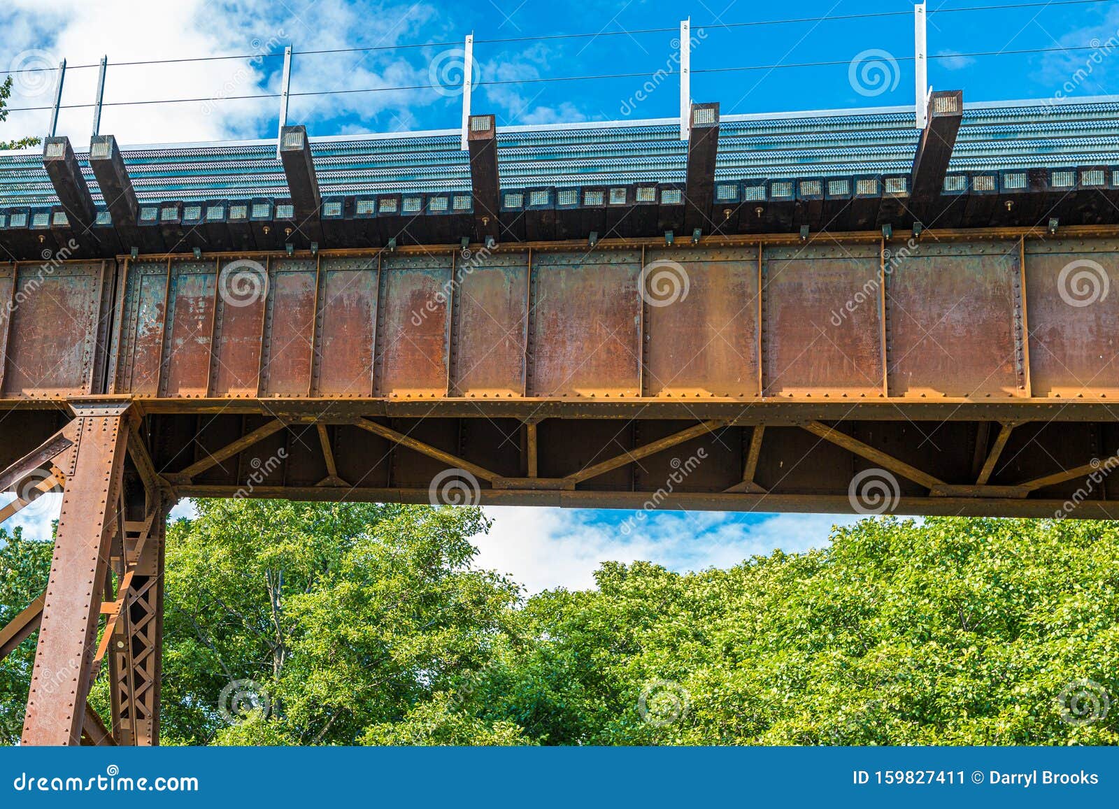 Rusty Railroad Bridge stock image. Image of metal, rail - 159827411