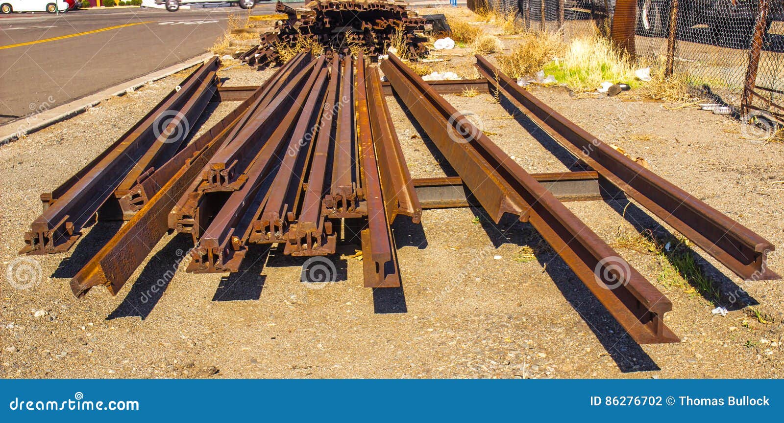 Rusty Railroad Rails stock photo. Image of ground, bent - 86276702