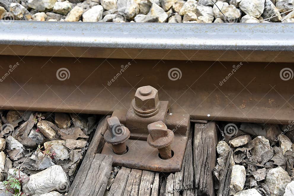 Rusty Railroad screws stock photo. Image of company - 179476844