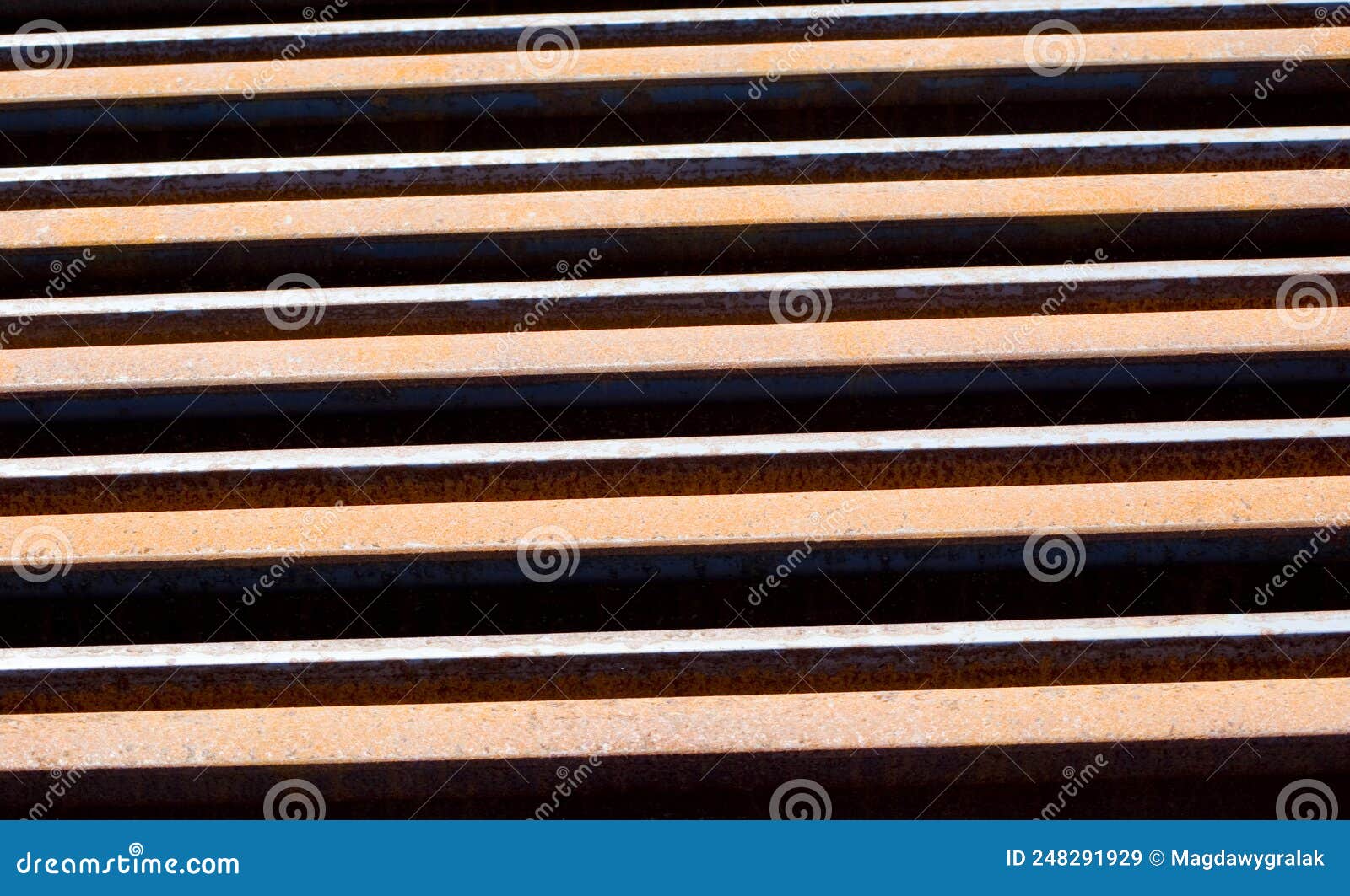 Rusty Rails Lying on the Construction Site Stock Image - Image of ...