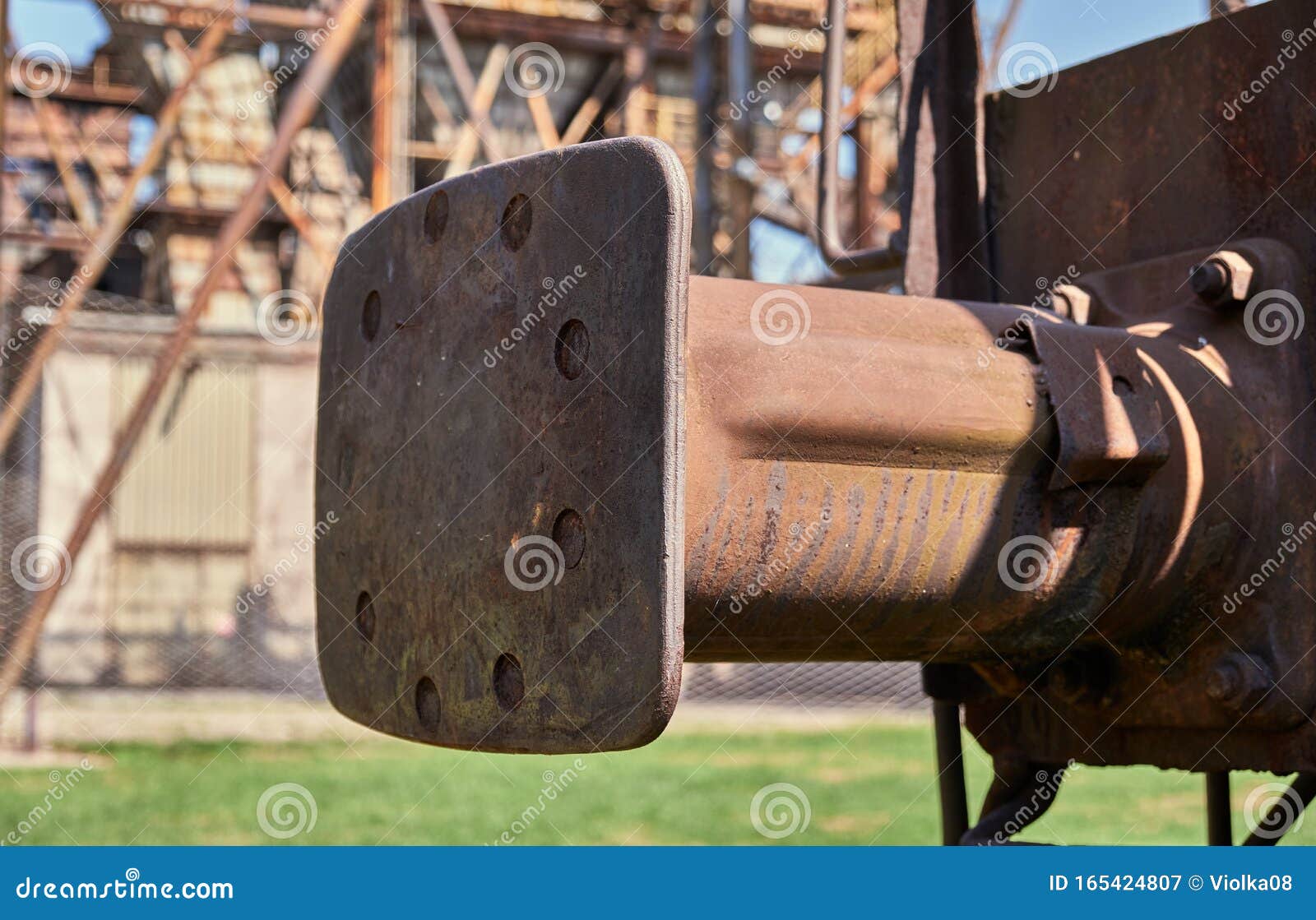 Rusty Railway Wagon Buffer on Old Train Stock Image - Image of industry ...