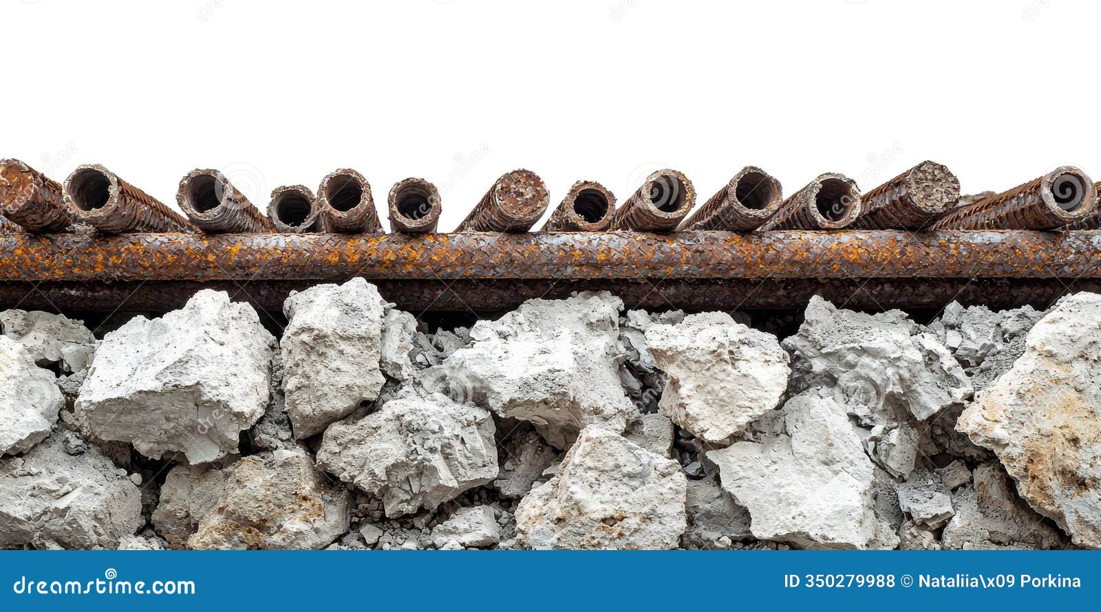 Rusty Rebar and Concrete Rubble Isolated on Transparent Background ...