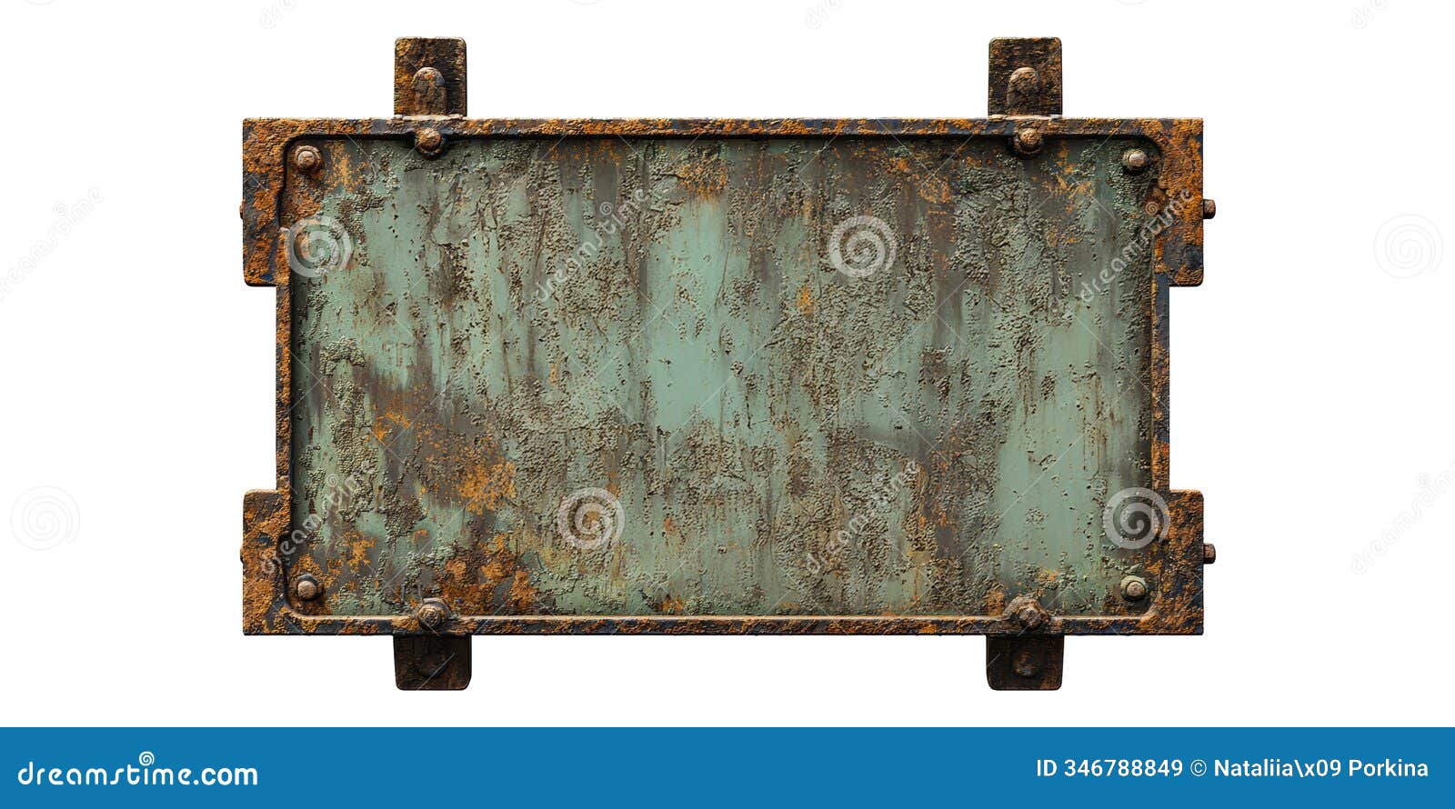 Rusty Rectangular Metal Block With Bolts Isolated On Transparent ...