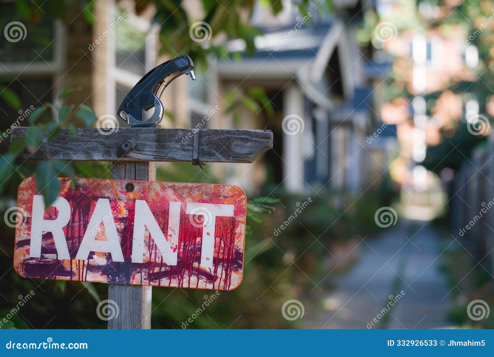 Rusty Red Sign with White Letters Stock Illustration - Illustration of ...